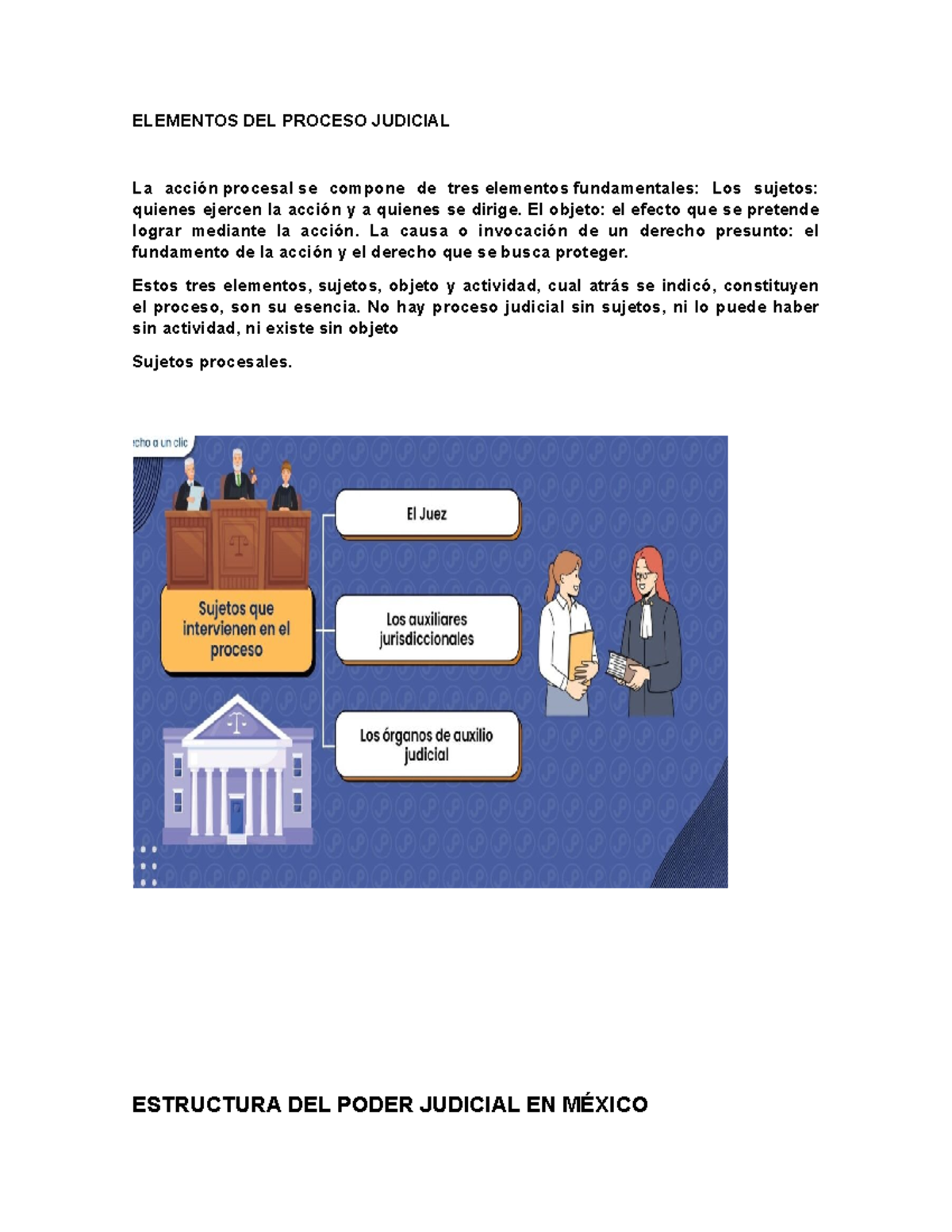 Elementos del procesos - ELEMENTOS DEL PROCESO JUDICIAL La acción ...