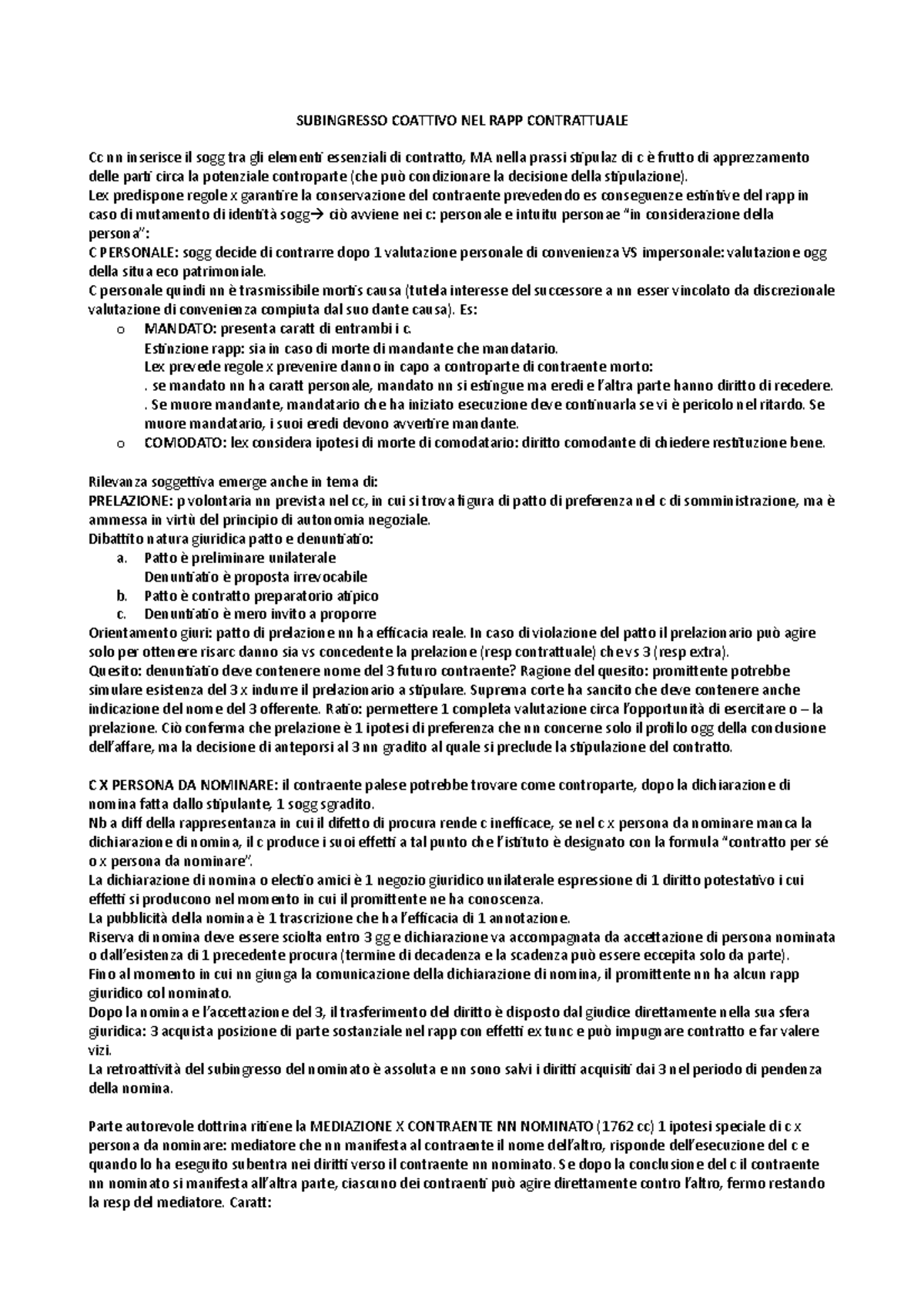 Subingresso Coattivo nel rapporto Contrattuale - SUBINGRESSO COATTIVO ...