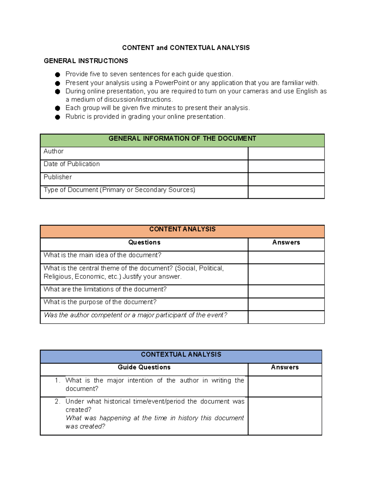 RPH-Matrix - hirap - CONTENT and CONTEXTUAL ANALYSIS GENERAL INSTRUCTIONS Provide five to seven ...