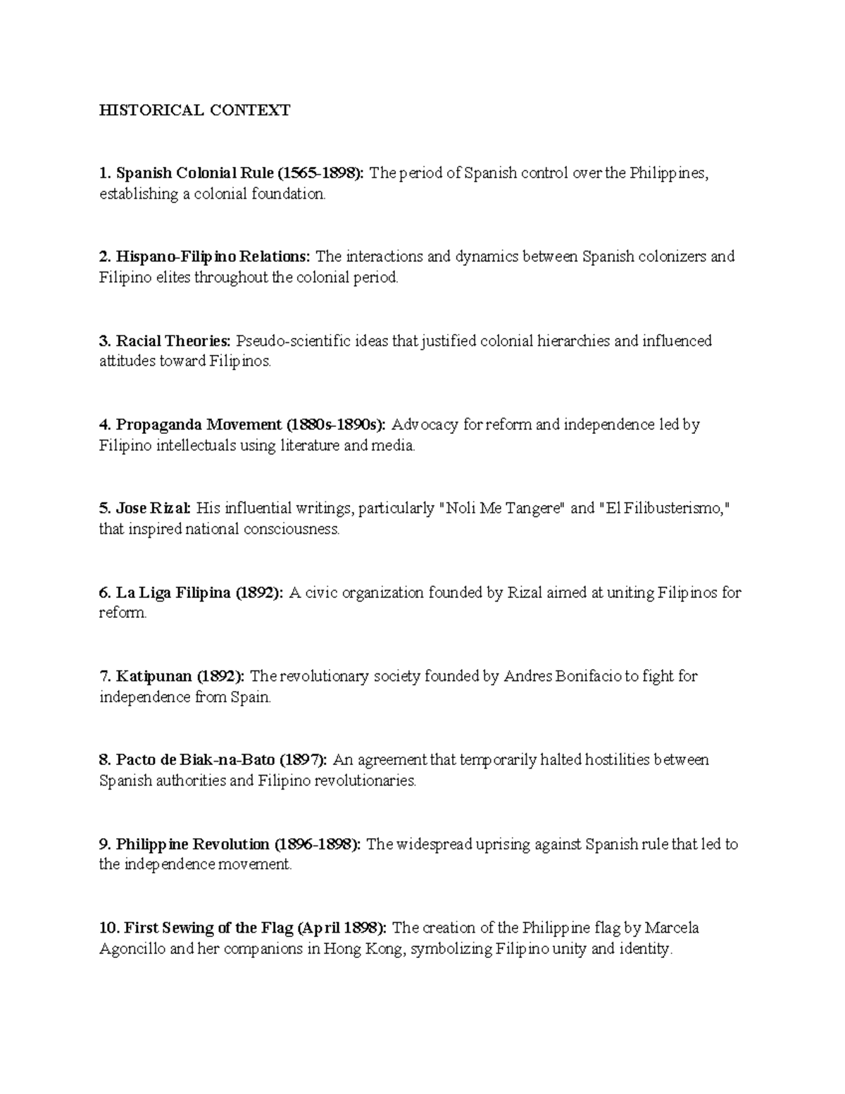 Historical context and content analysis - HISTORICAL CONTEXT Spanish ...