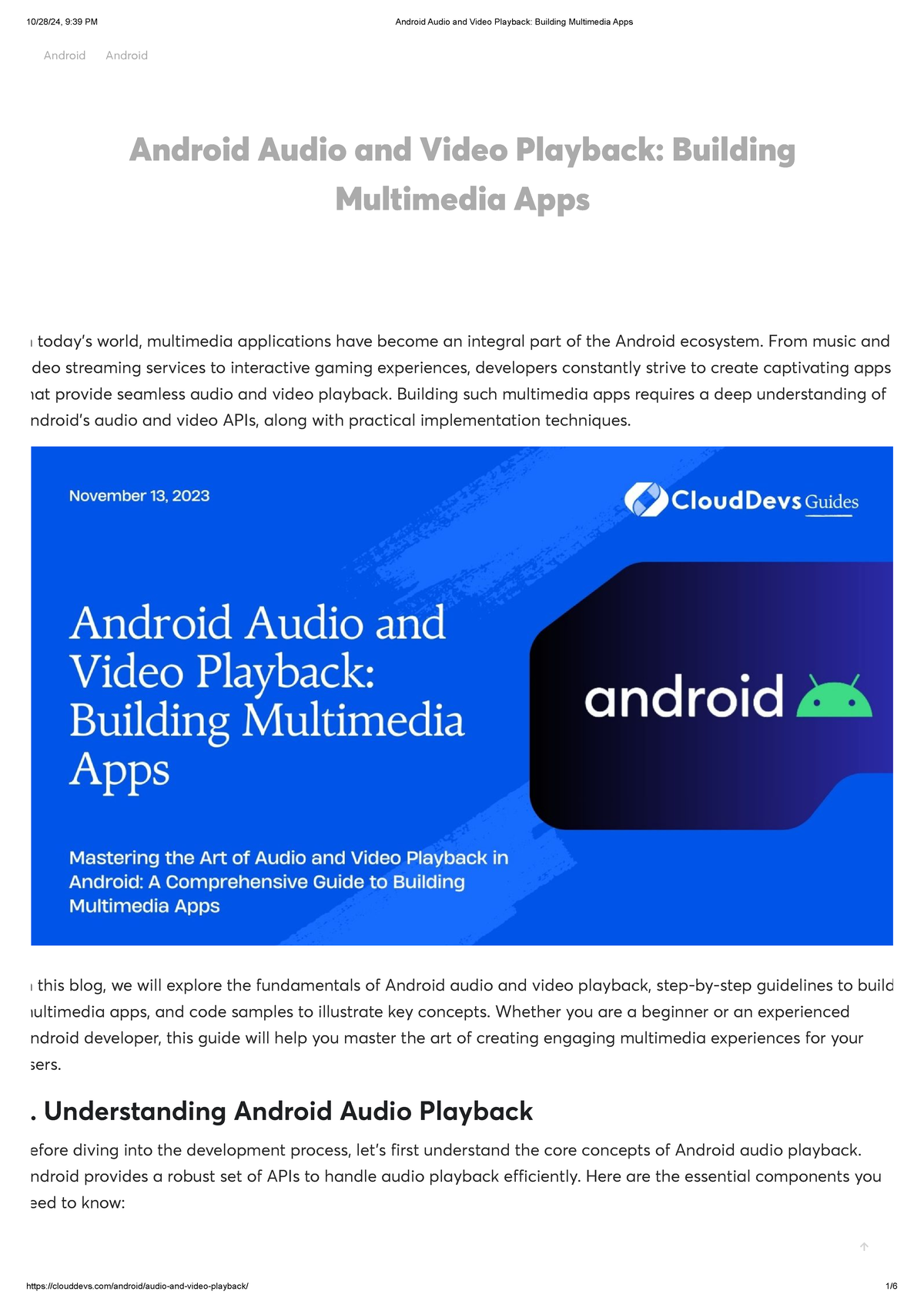 Android Audio and Video Playback Building Multimedia Apps - Android ...