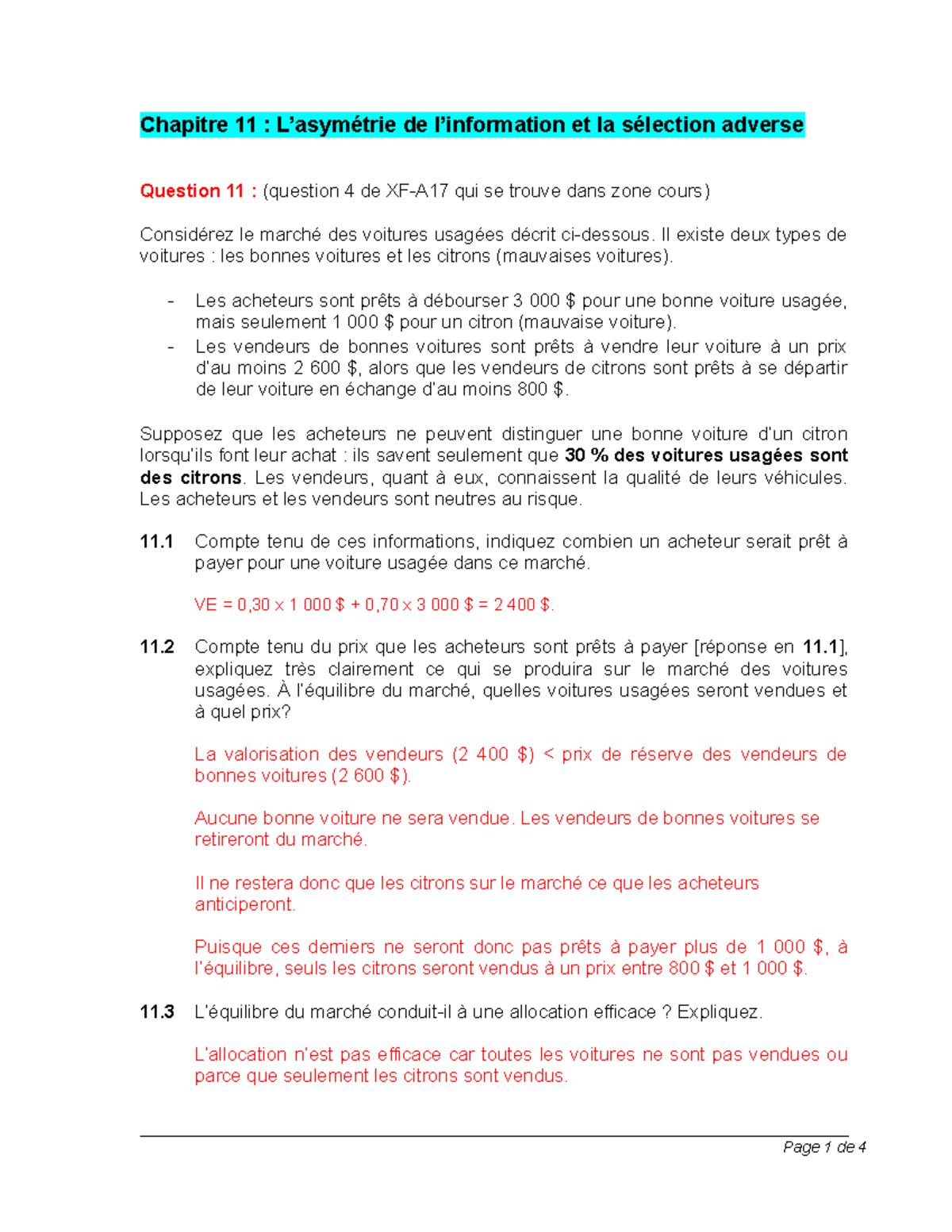Cas d'application 11s (sélection daverse) - Chapitre 11 : L’asymétrie ...