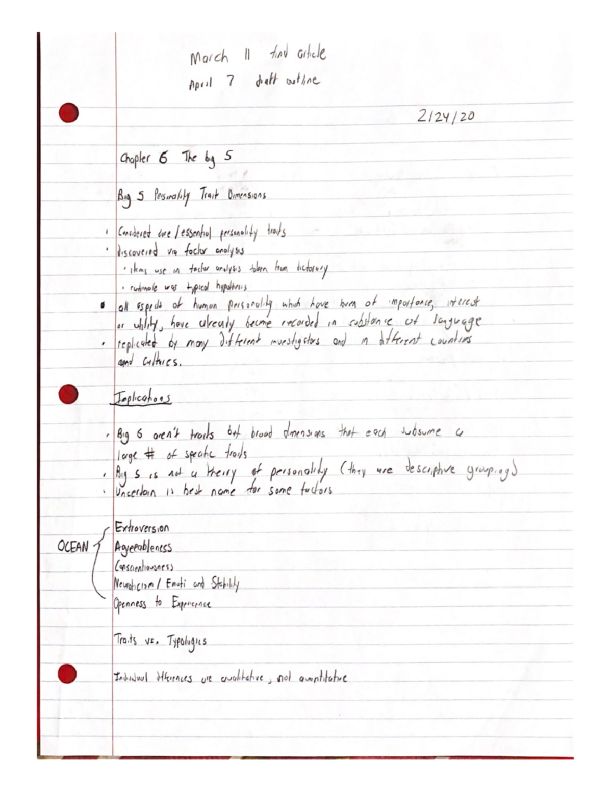 The Big Five - The Big Five Ocean - March II tind article April 7 draft ...