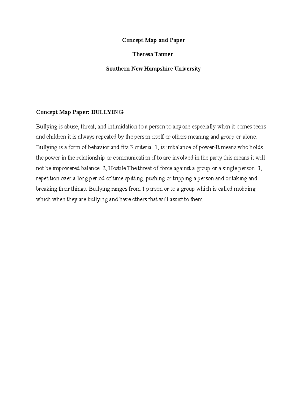 Concept Map Paper week 7 sociology - Concept Map and Paper Theresa ...