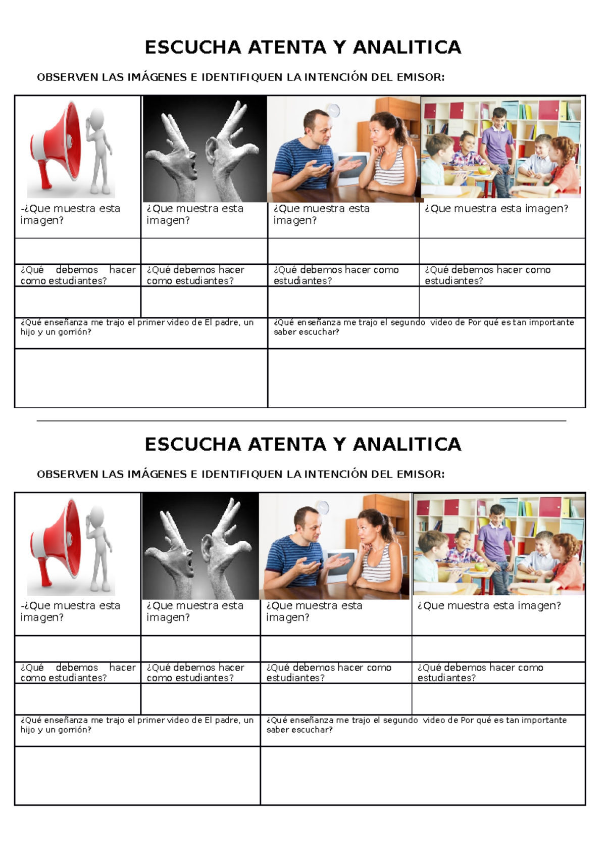 Escucha Atenta y Analitica - ESCUCHA ATENTA Y ANALITICA OBSERVEN LAS ...