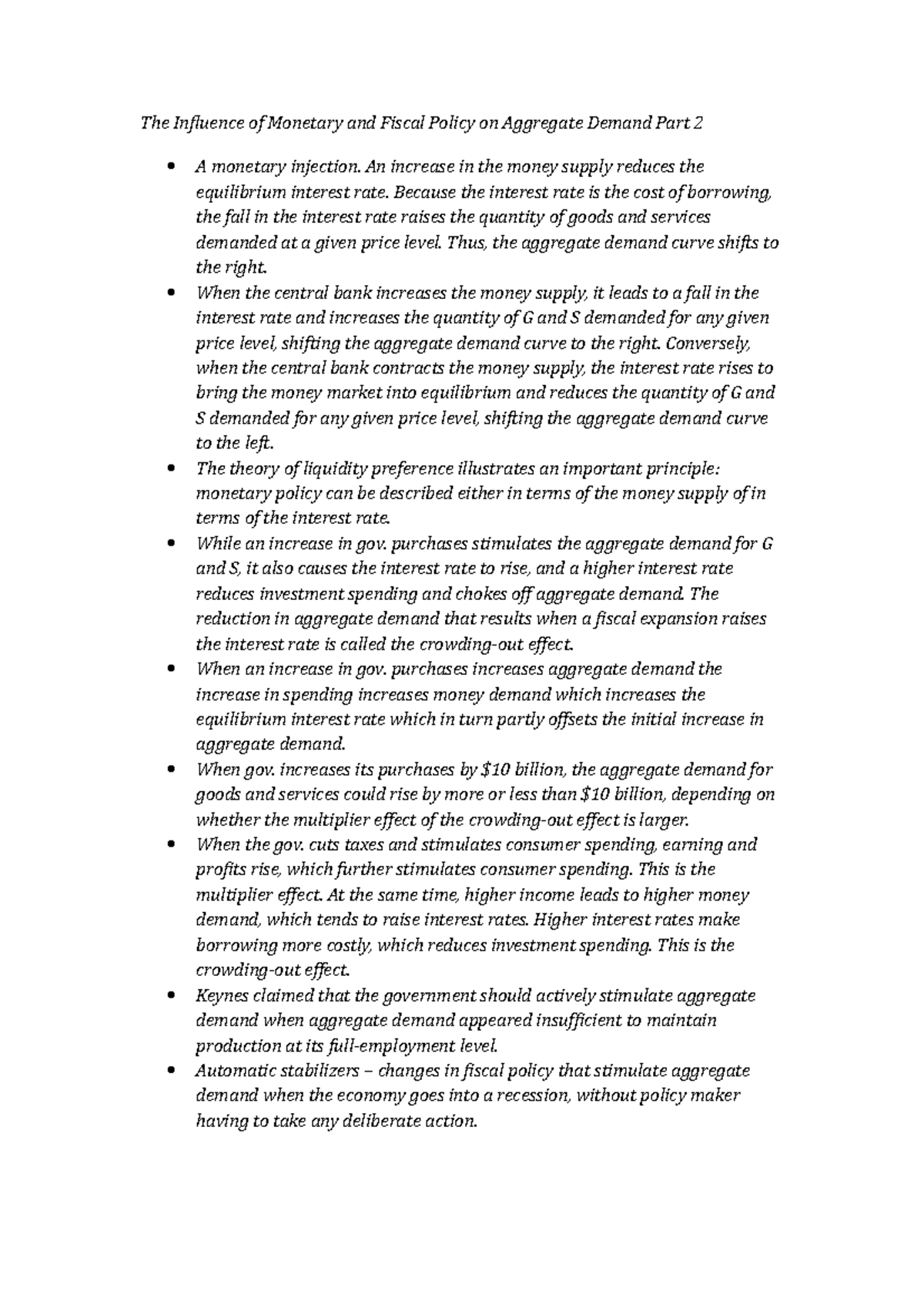 The Influence of Monetary and Fiscal Policy on Aggregate Demand Part 2 ...