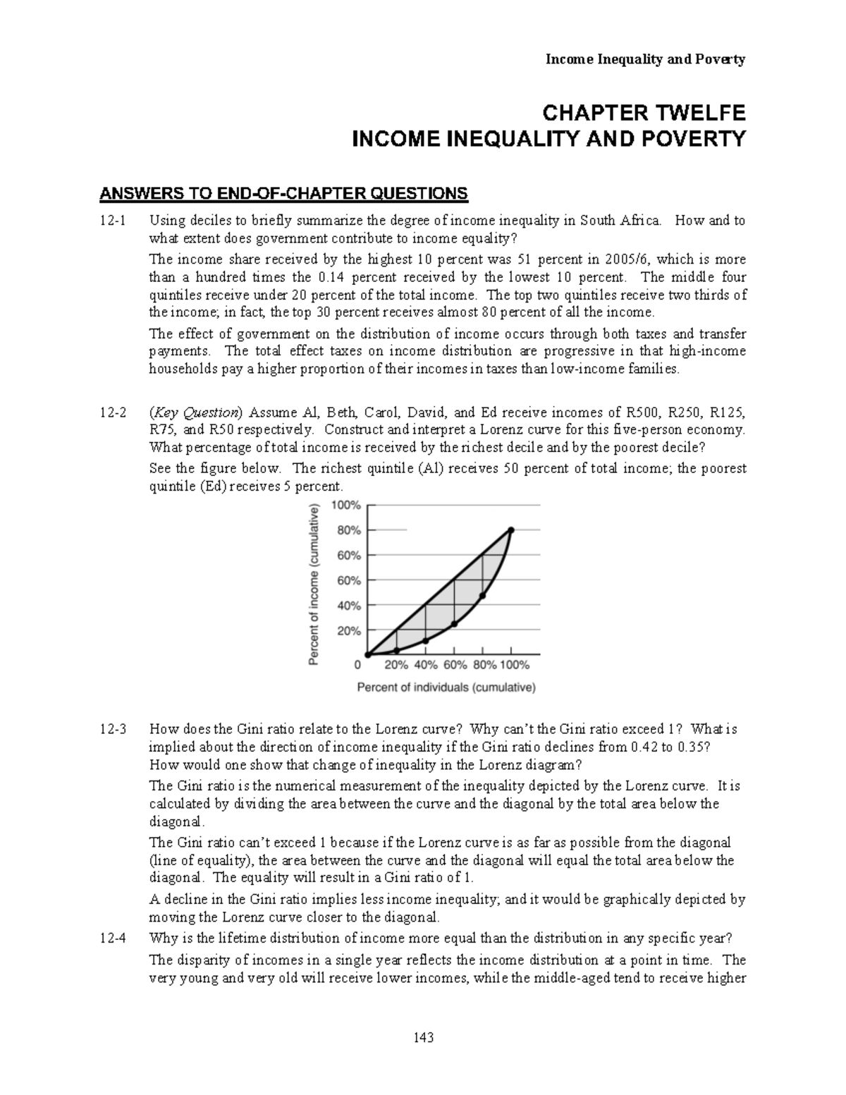 Chapter 12 EOCQ - CHAPTER TWELFE INCOME INEQUALITY AND POVERTY ANSWERS ...