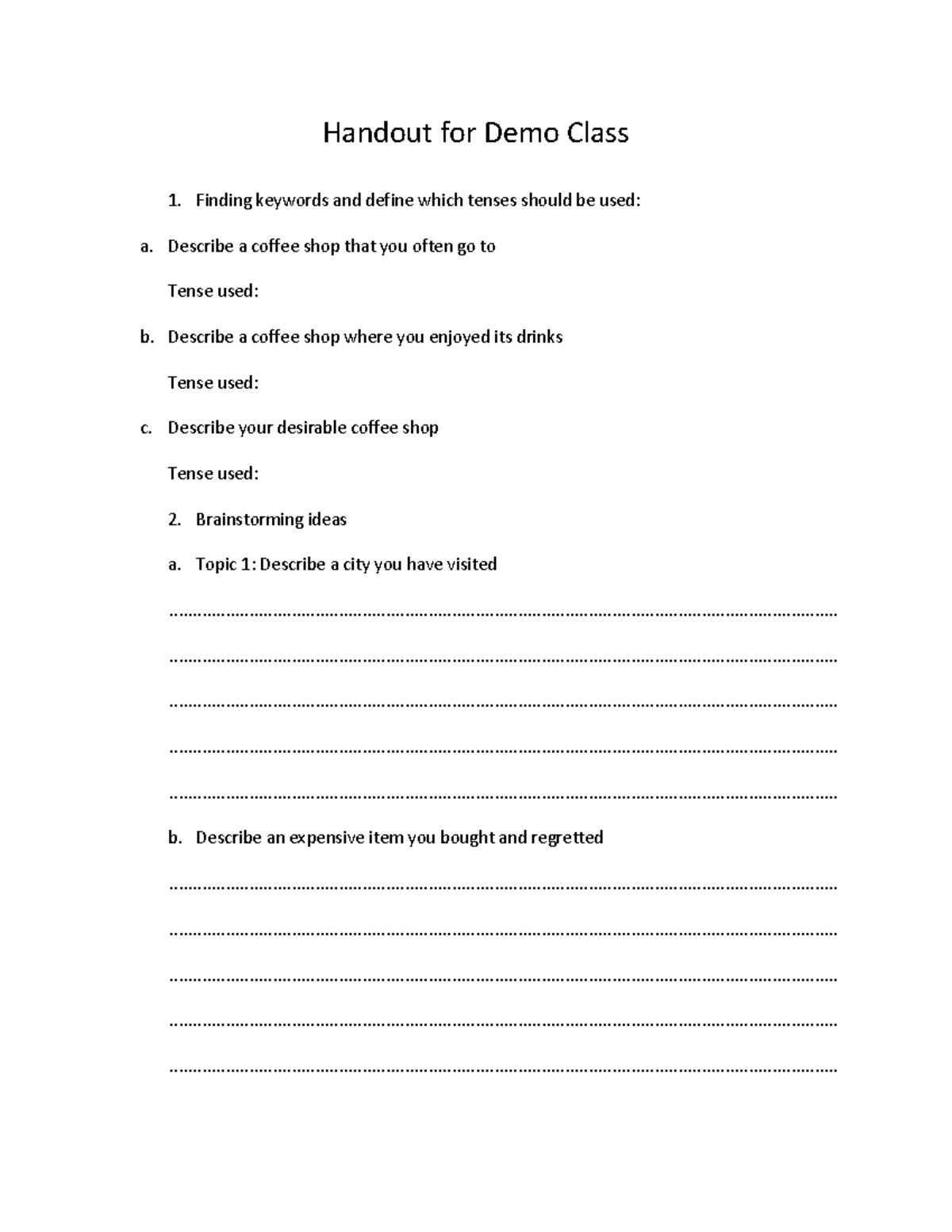 Handout for Demo Class - DEMO note - Handout for Demo Class Finding ...