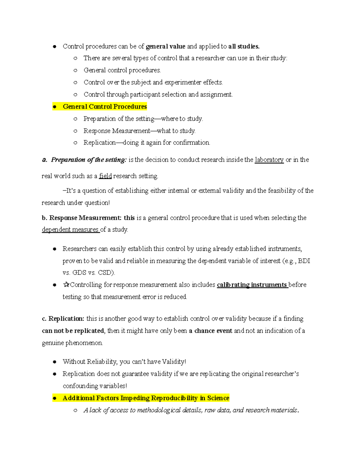 Chapter 9 Controls to Reduce Threats to Validity (Part I) - Control ...