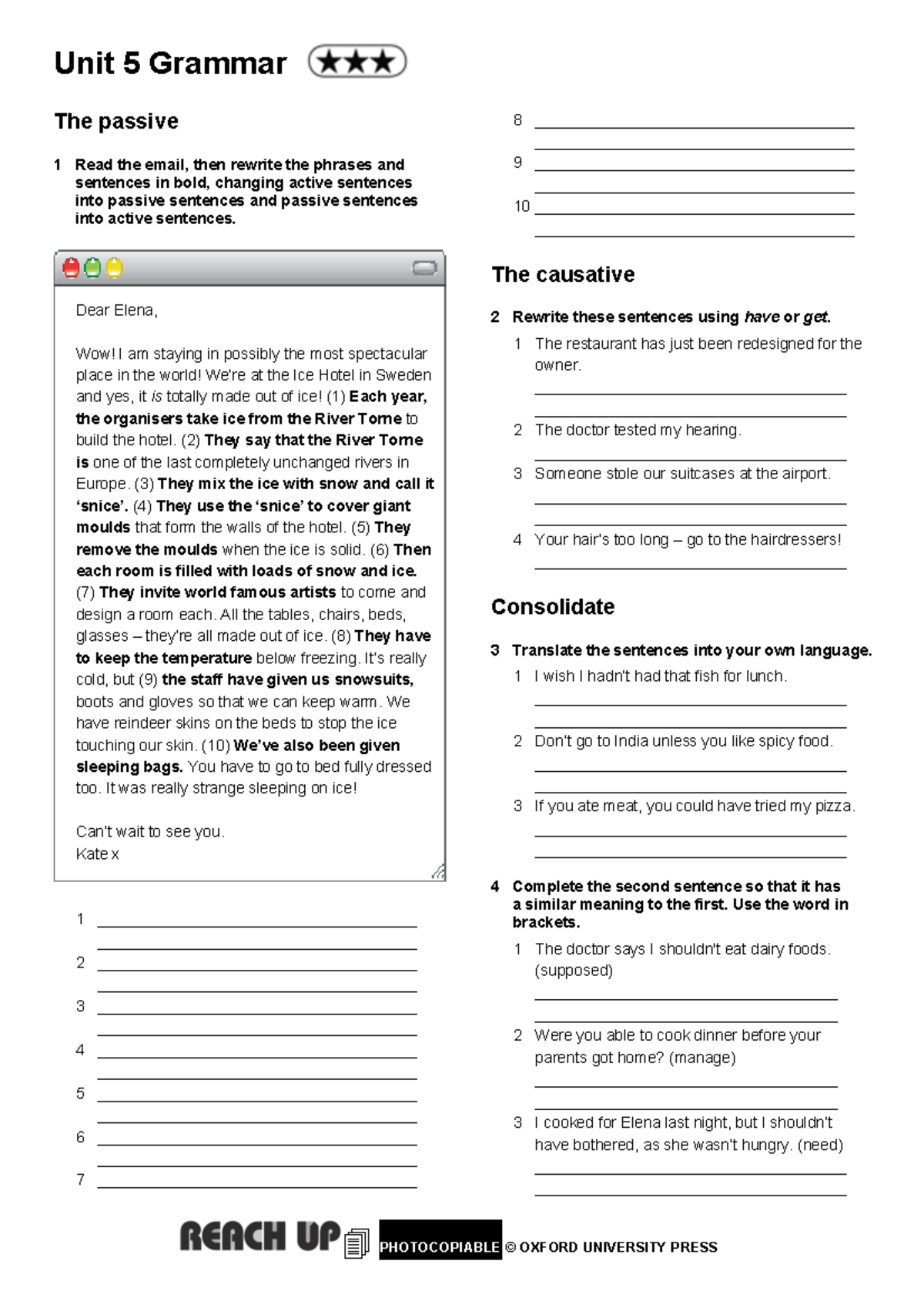 Grammar unit 5 3 star - Unit 5 Grammar 4 PHOTOCOPIABLE © OXFORD ...