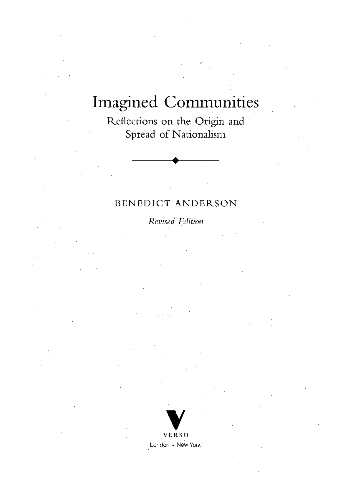 Benedict Anderson.Imagined Communities Bachhai - Government and ...