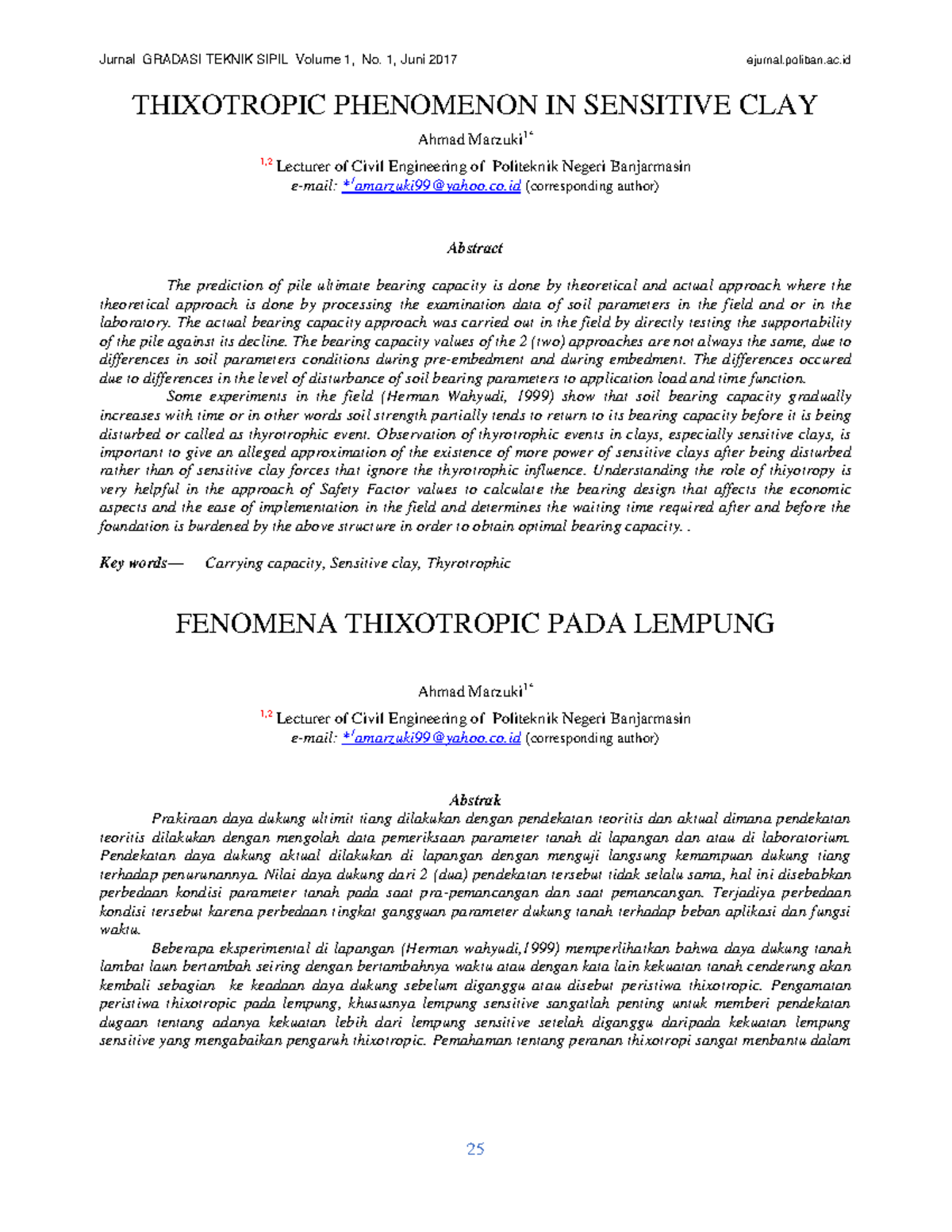 Marrzuki - Jurnal GRADASI TEKNIK SIPIL - THIXOTROPIC PHENOMENON IN ...