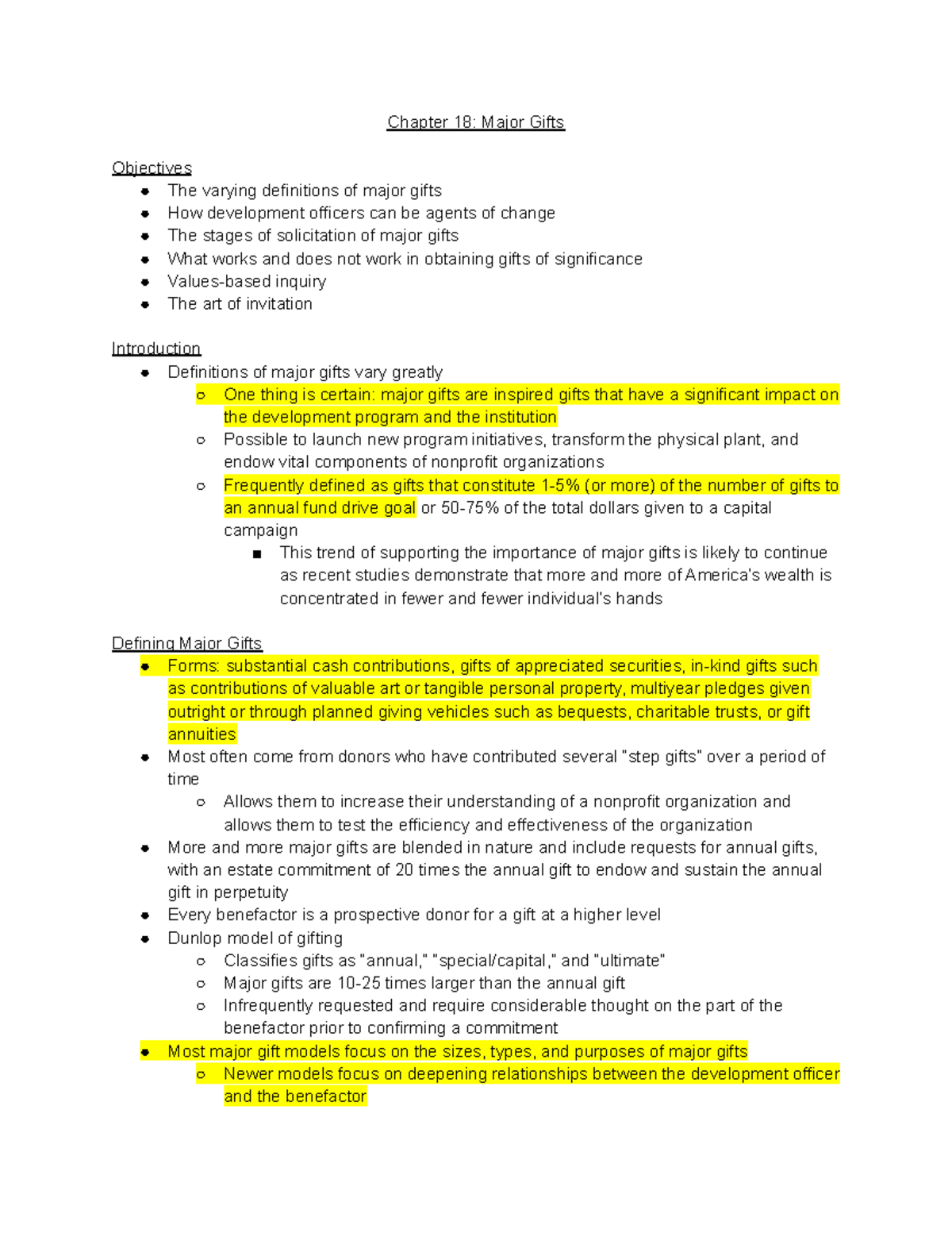 Chapter 18: Major Gifts - Chapter 18: Major Gifts Objectives The ...