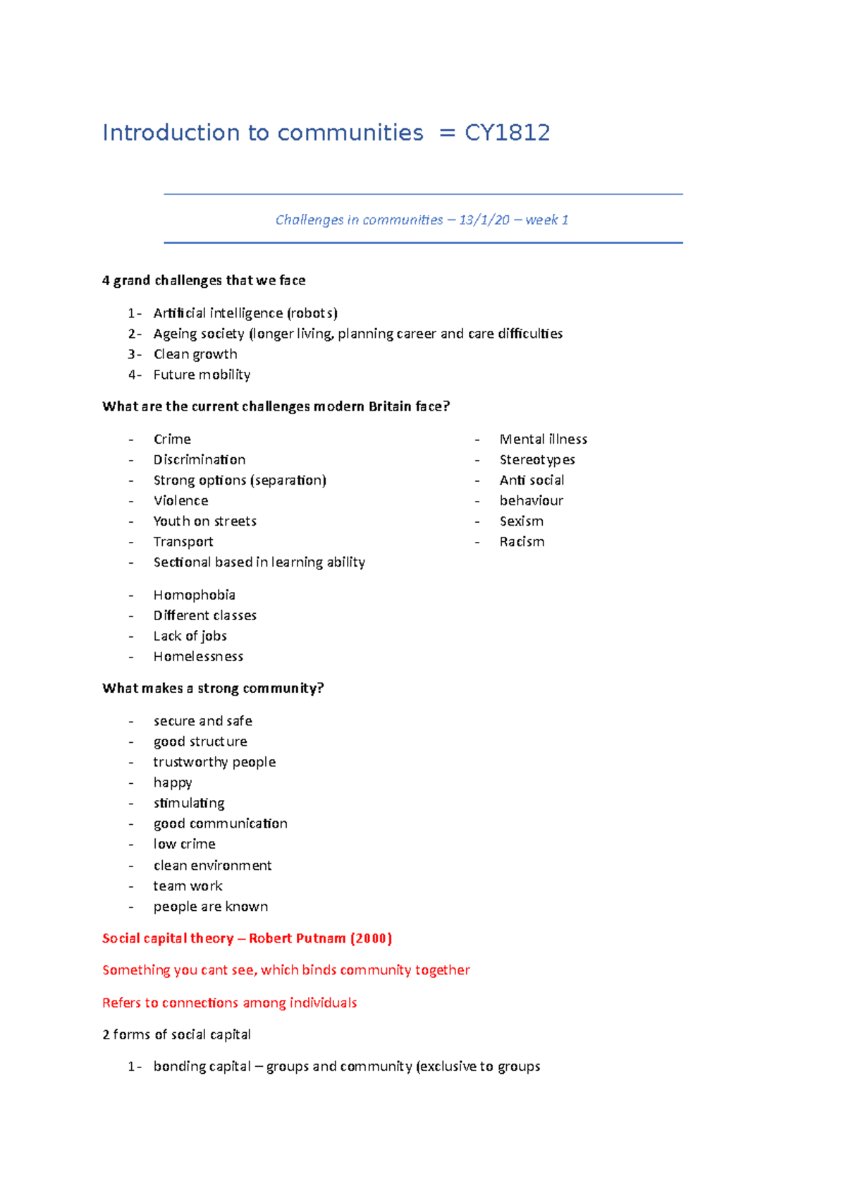 Notes Introduction to communities - Introduction to communities = CY ...