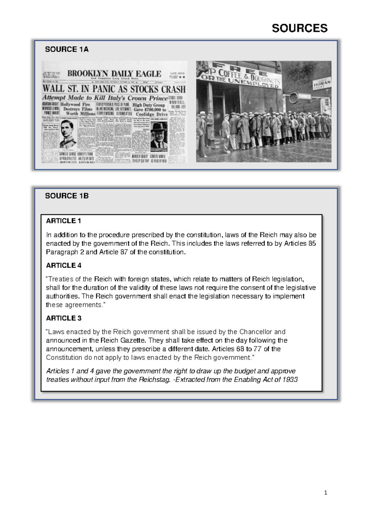 GR9 March 2020 HIST Tests Sources 1 - SOURCE 1A SOURCE 1B ARTICLE 1 In ...