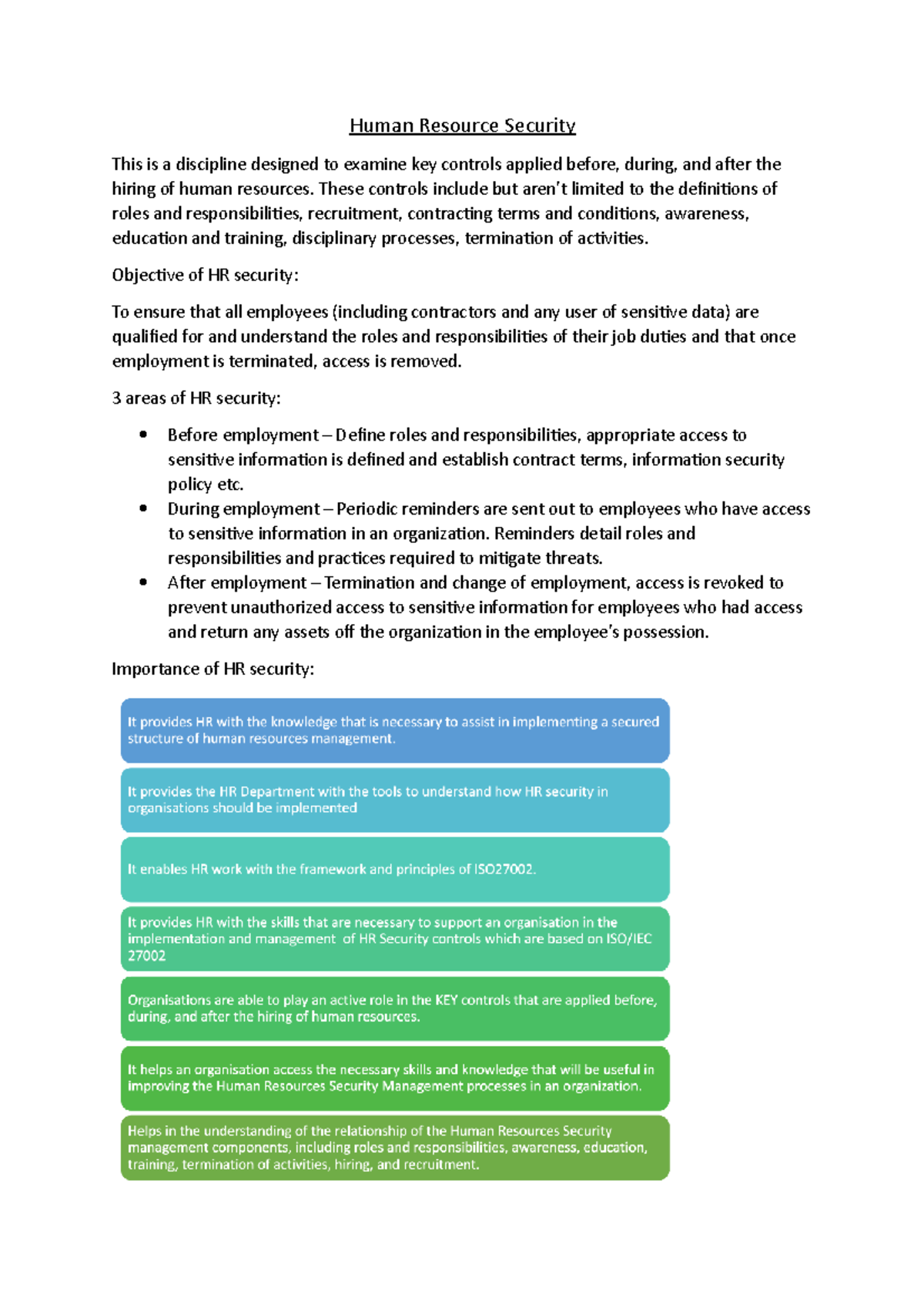 Week 10 - Lecture - Human Resource Security This is a discipline ...