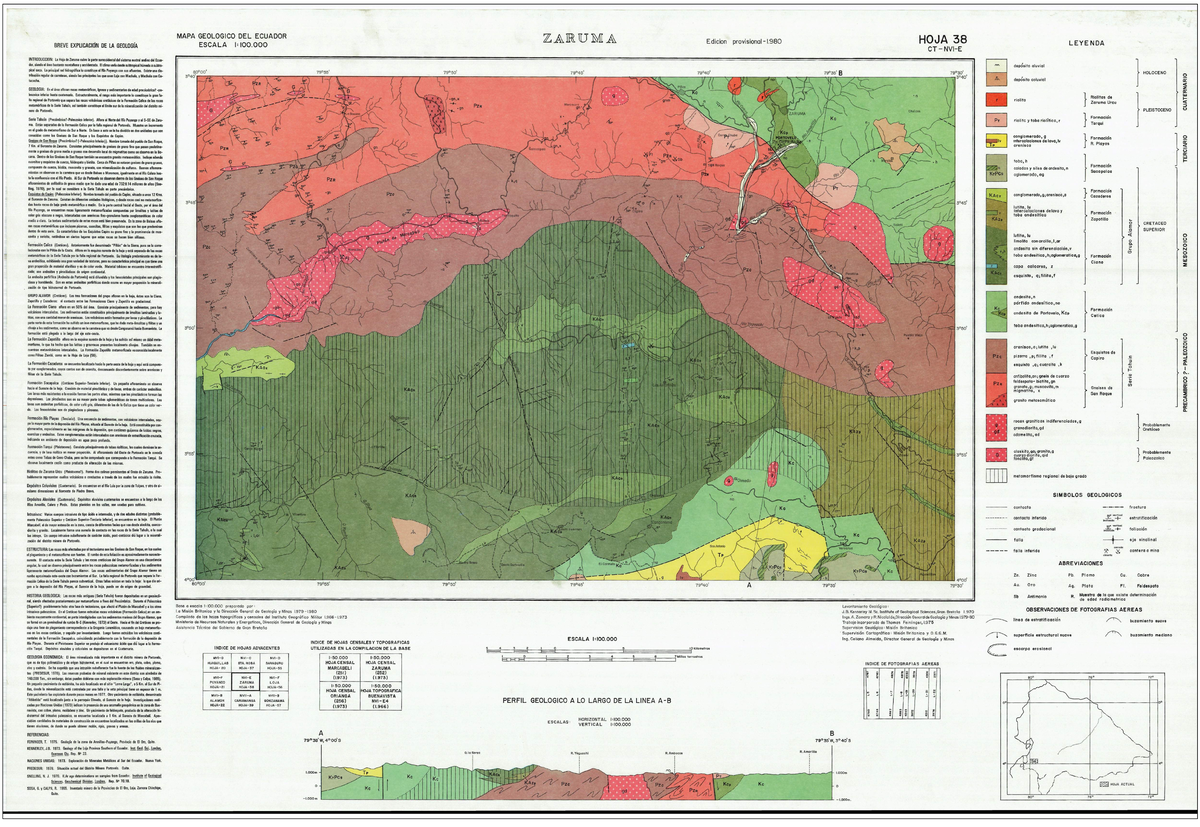 Zaruma PSAD56 Z17S - carta geologica - BNEVE EXPLIL‘MIUN DE LA ﬁiﬂlﬂﬁfA ...
