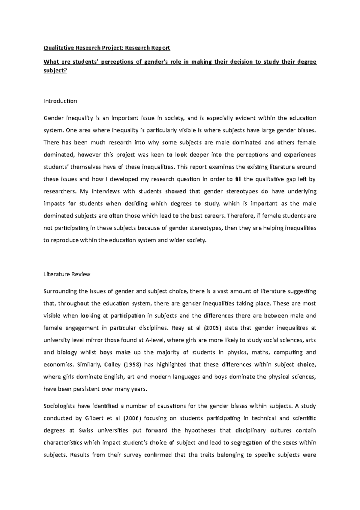 SO602 Qualitative Project Example 2016 - Qualitaive Research Project ...