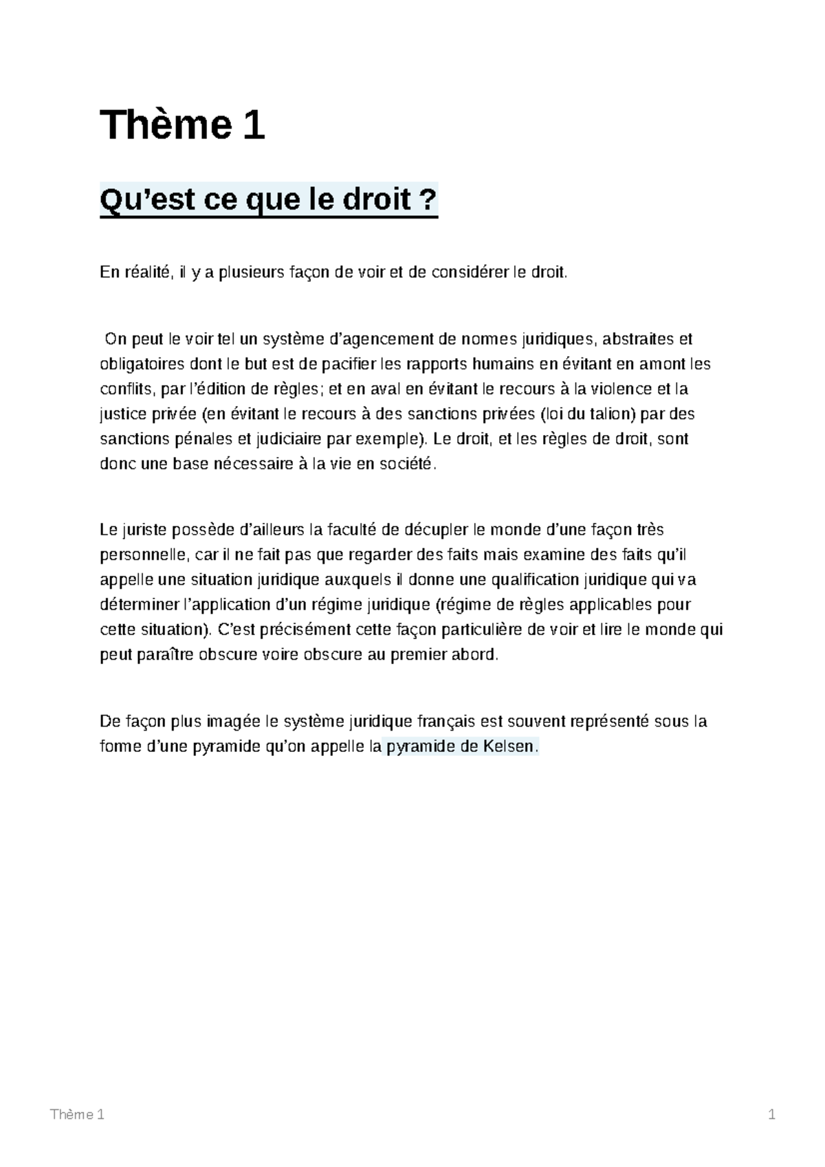 Thme 1 - Introduction au droit privé (droit général) pyramide de Kelsen ...