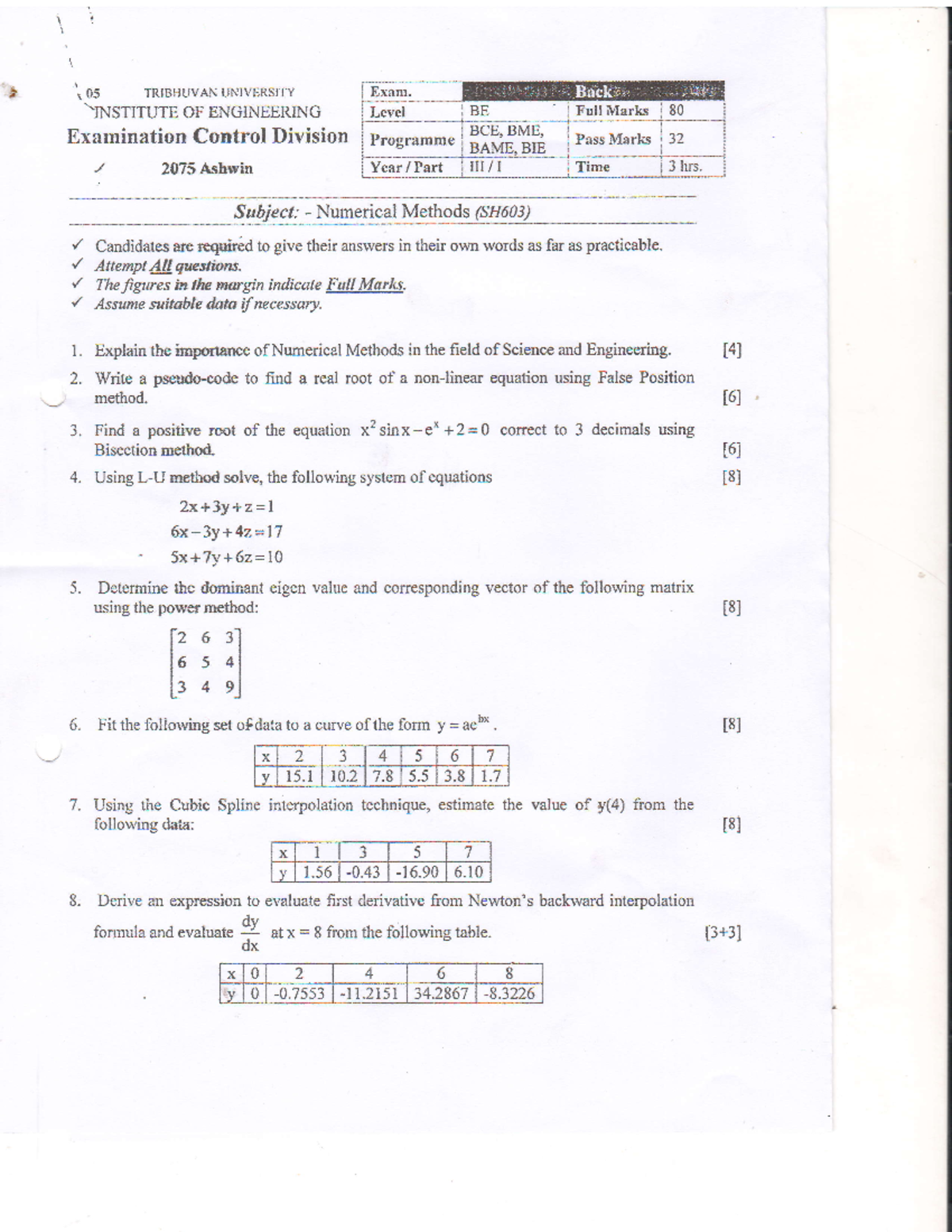 Numerical method tutorial solved hand written clean helpful for exam point of view - t 05 ...