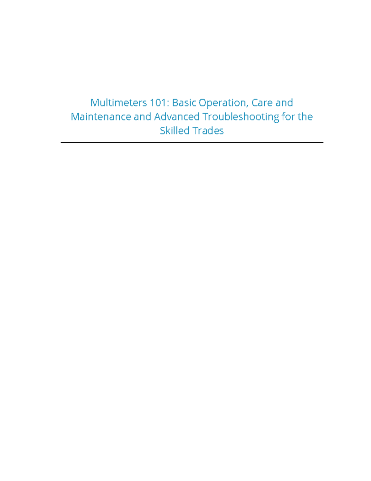 Cara menggunakan AVO Meter - Multimeters 101: Basic Operation, Care and ...