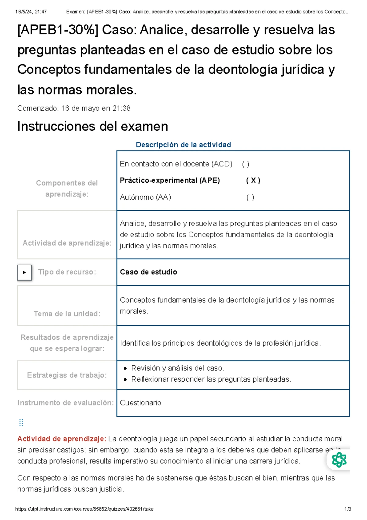 Examen [APEB 2-30%] Caso de estudio Analice, desarrolle y resuelva preguntas planteadas en el ...