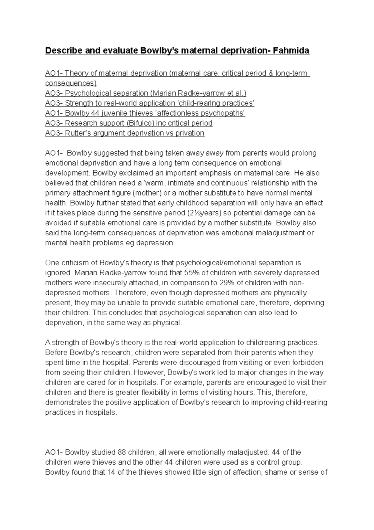 Maternal Deprivation Definition at Christopher Cummings blog