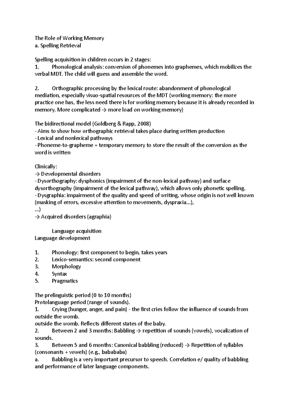 The Role of Working Memory - Spelling Retrieval Spelling acquisition in ...