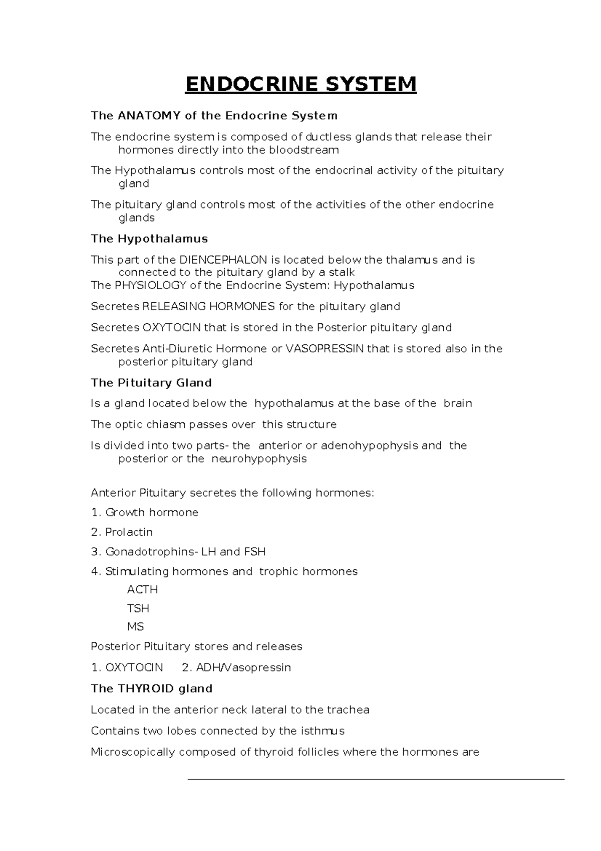 Endocrine-nursing - Endocrine-nursing study - ENDOCRINE SYSTEM The ...