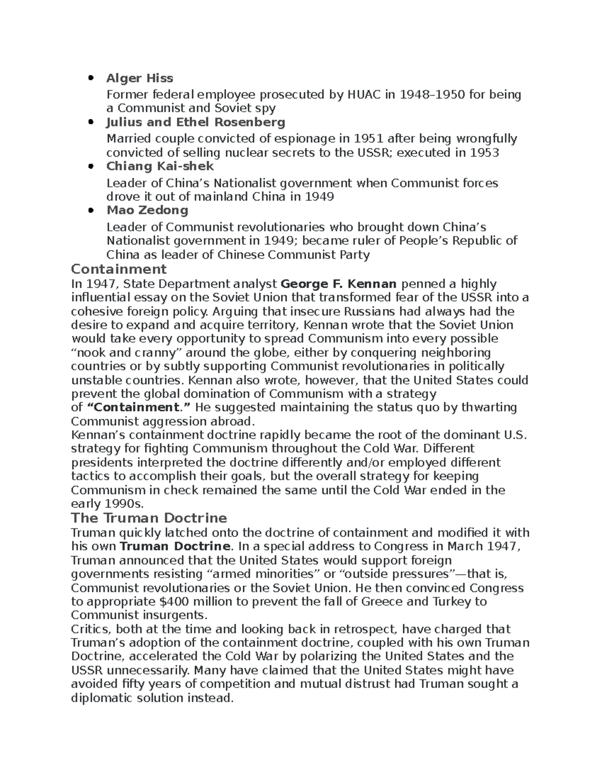 Notes 80 - Alger Hiss Former federal employee prosecuted by HUAC in ...