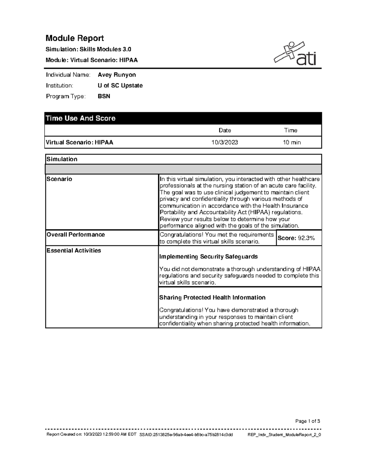 Report - Module Report Simulation: Skills Modules 3. Module: Virtual ...