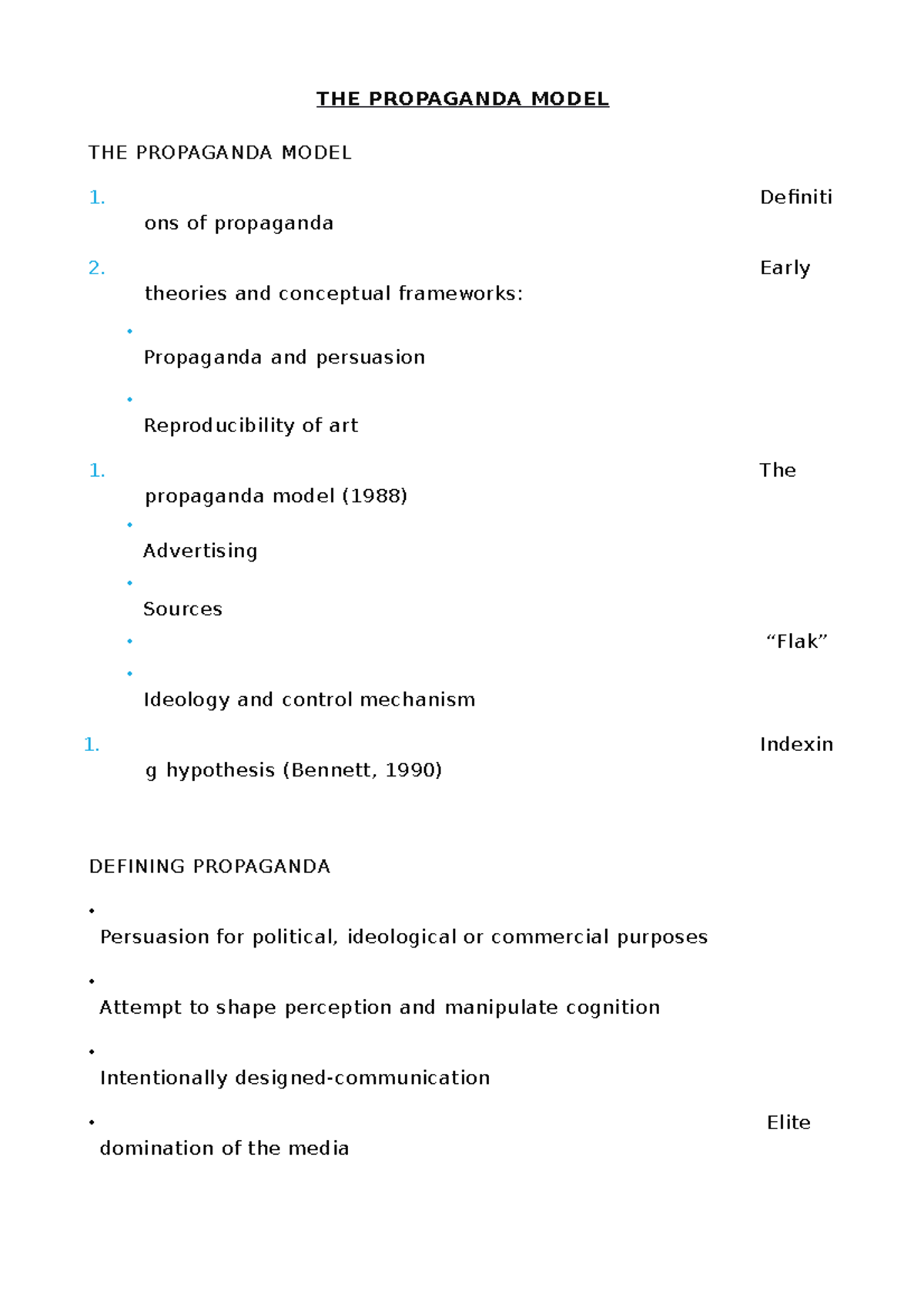 The Propaganda model - THE PROPAGANDA MODEL THE PROPAGANDA MODEL ...