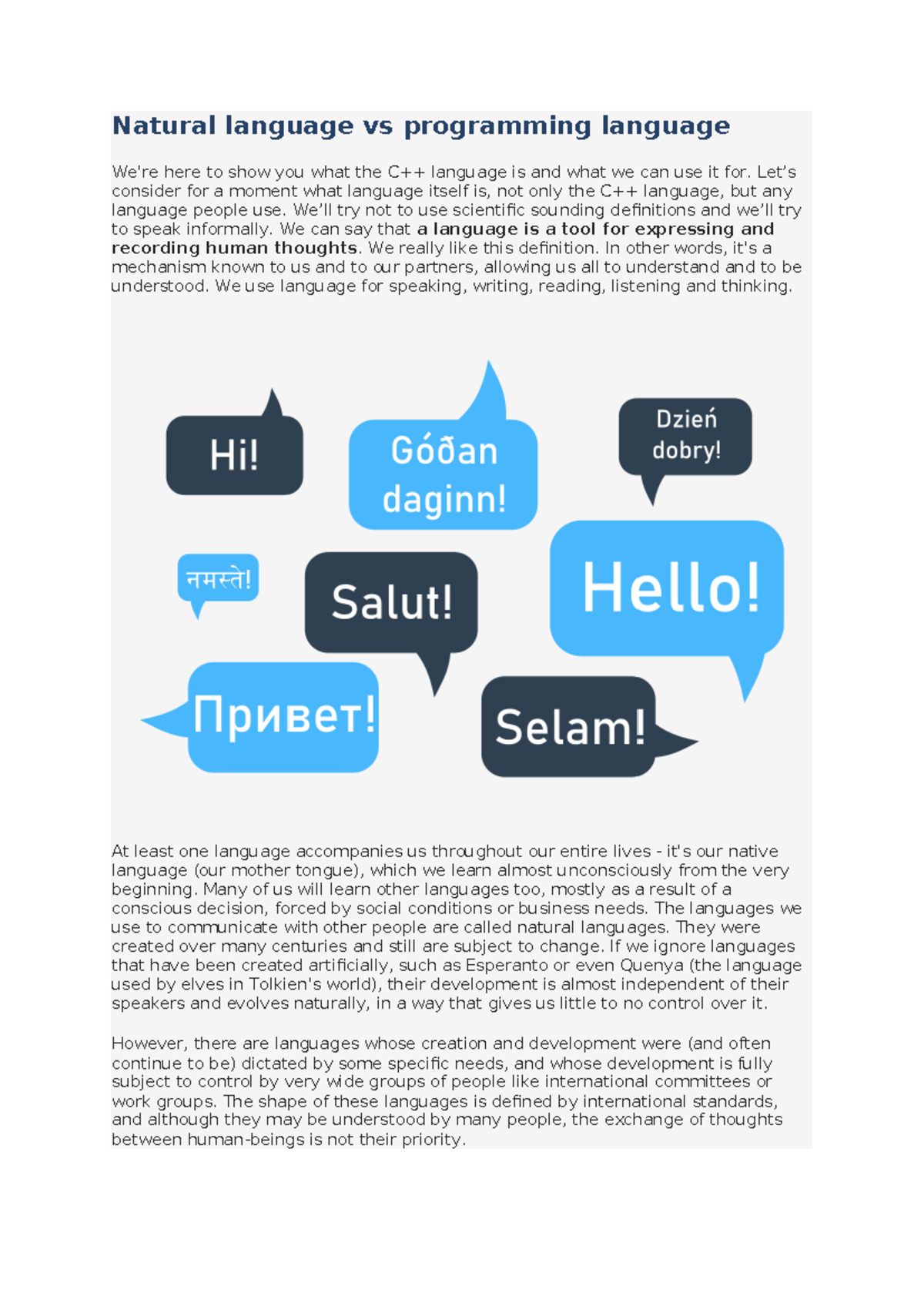 C++ Essentials Module 1 - Natural language vs programming language We're here to show you what ...