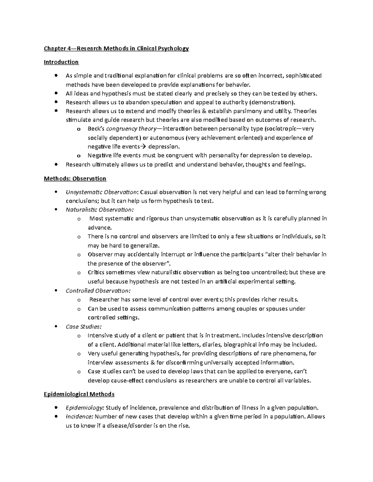 Summary Clinical Psychology - Chapter 4,15,17 - Chapter Methods in ...
