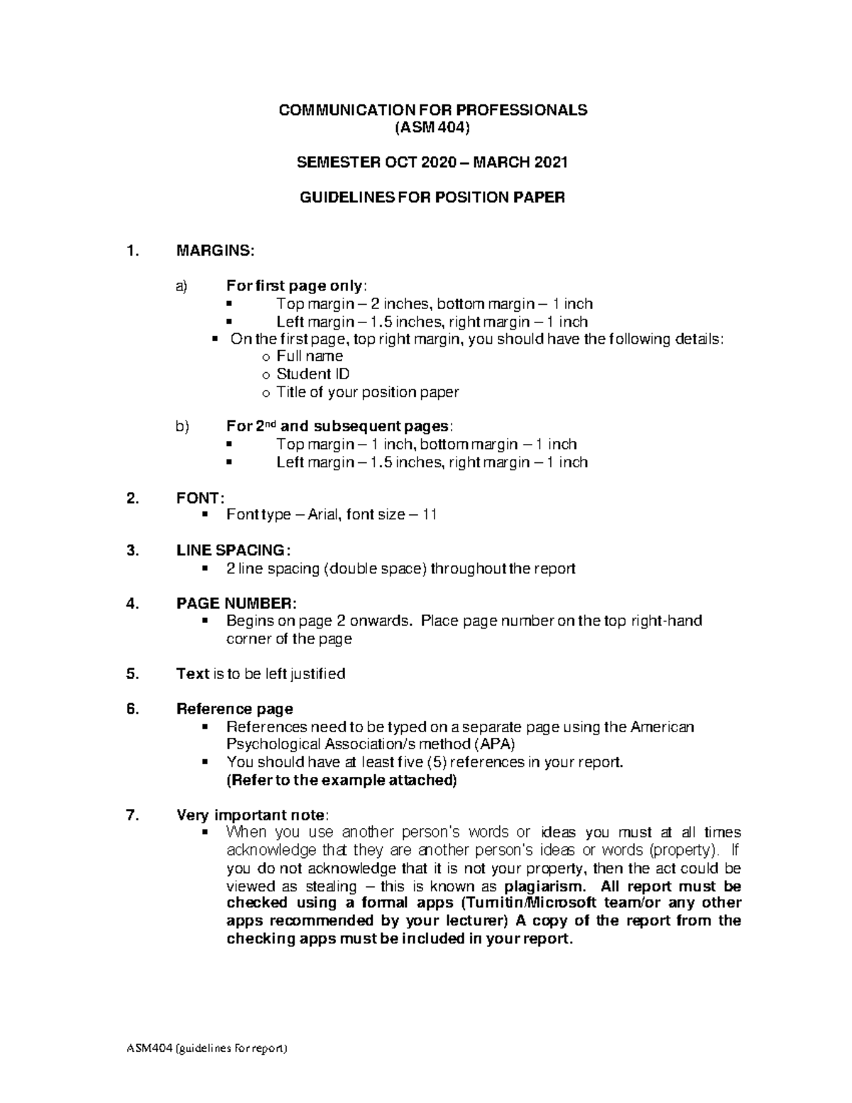 2 Position Paper Guidelines 2 - ASM404 (guidelines for report ...