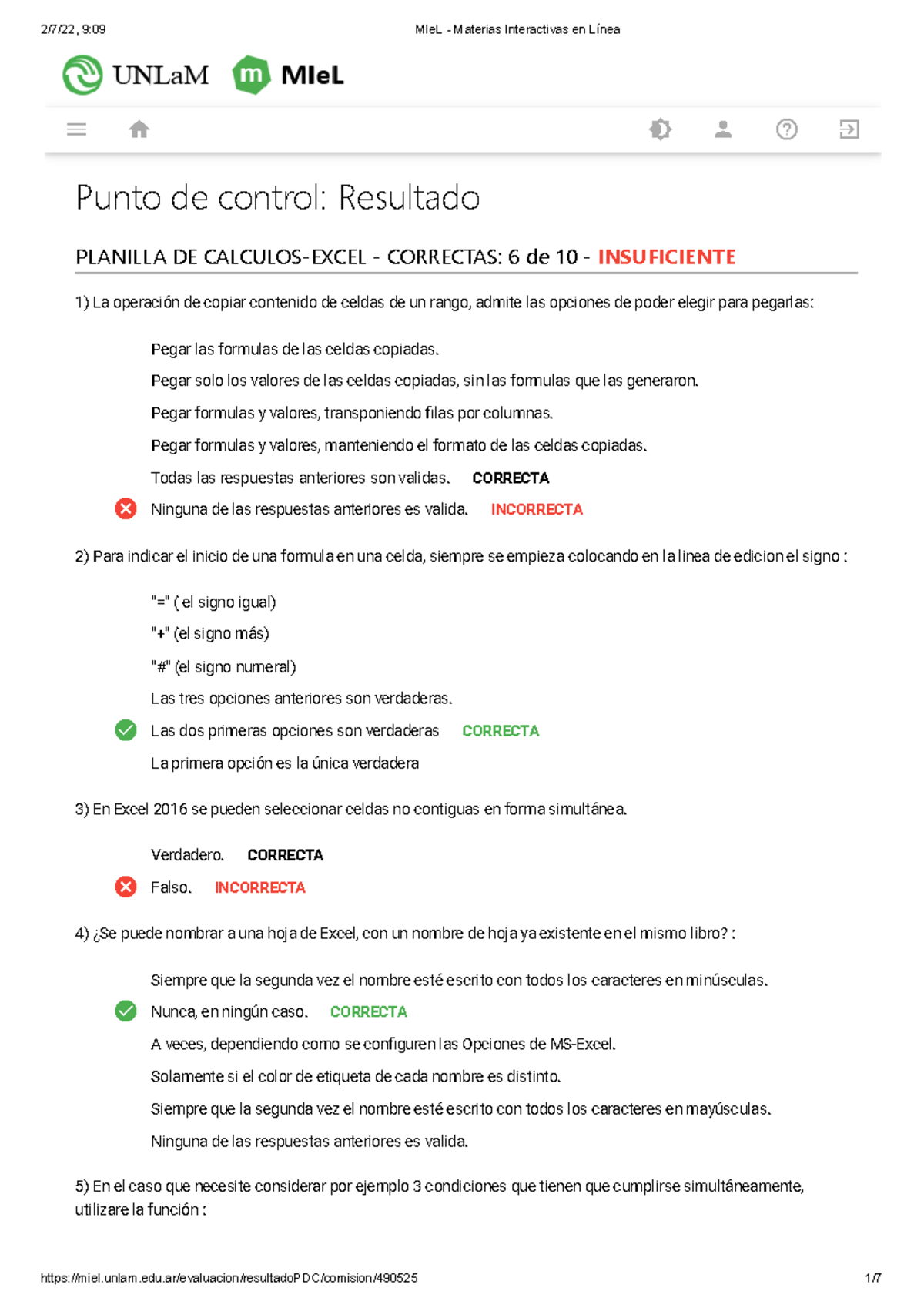 MIe L-Materias-Interactivas-en-Linea 6 - Punto de control: Resultado PLANILLA DE CALCULOS-EXCEL ...