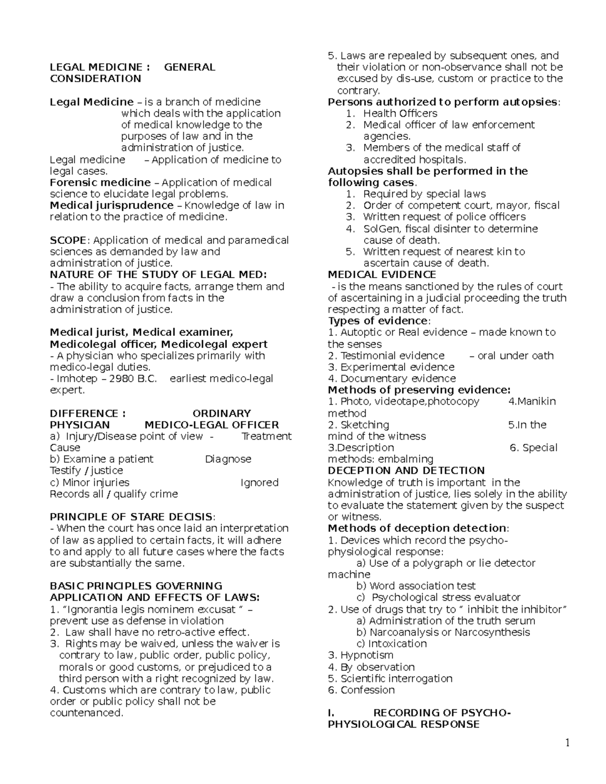 245713873 Legal Medicine Lecture - LEGAL MEDICINE : GENERAL ...