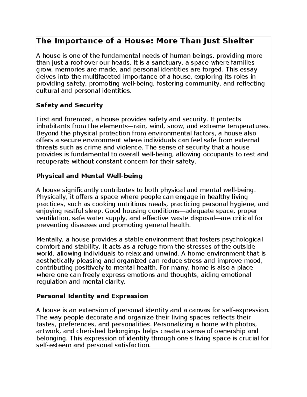 The Importance of a House - It is a sanctuary, a space where families ...