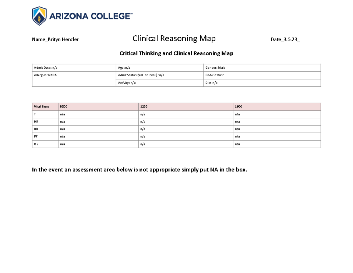 Critical Thinking Map Mental Health- Final - Cri$cal Thinking and ...