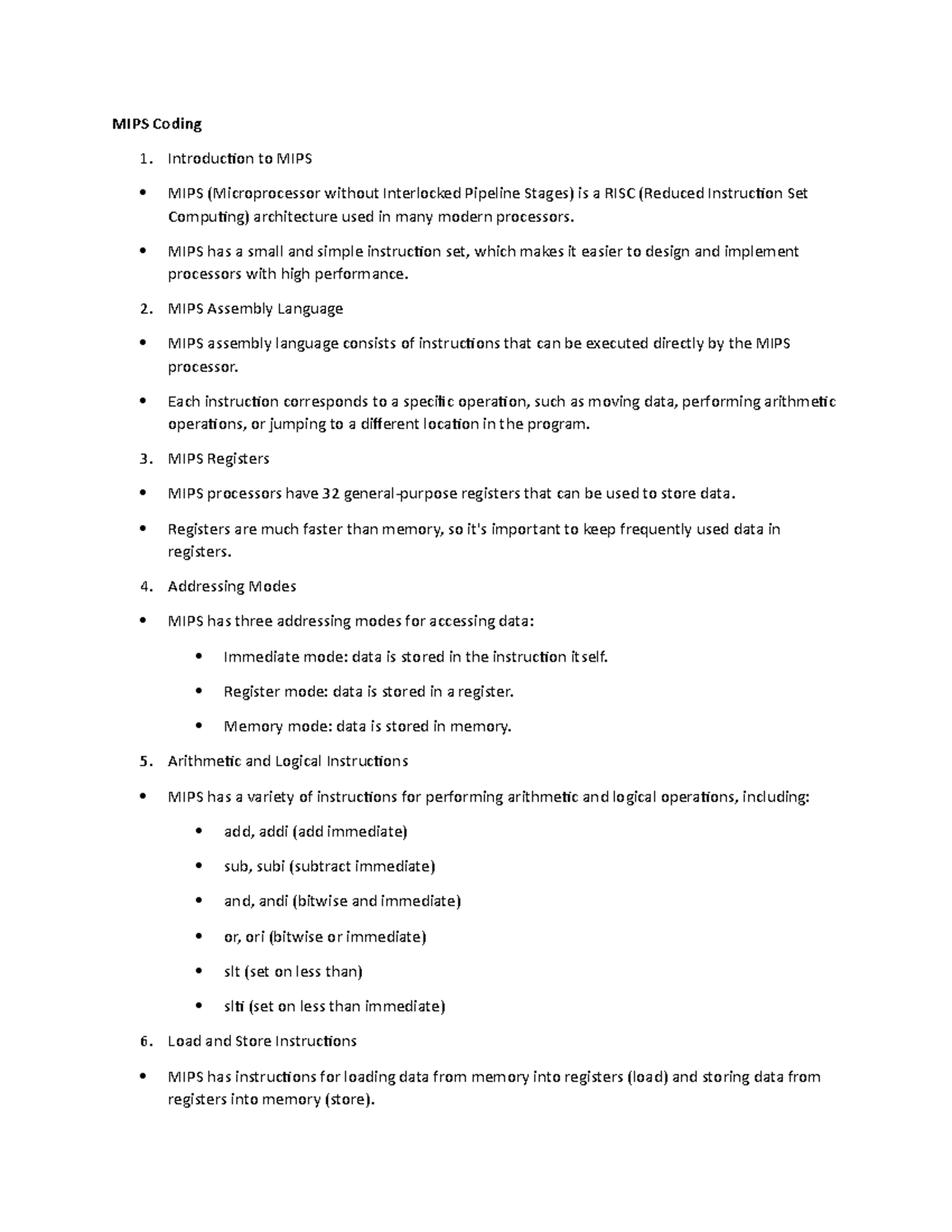 MIPS Coding Lecture and Calculator Project - MIPS Coding 1 ...