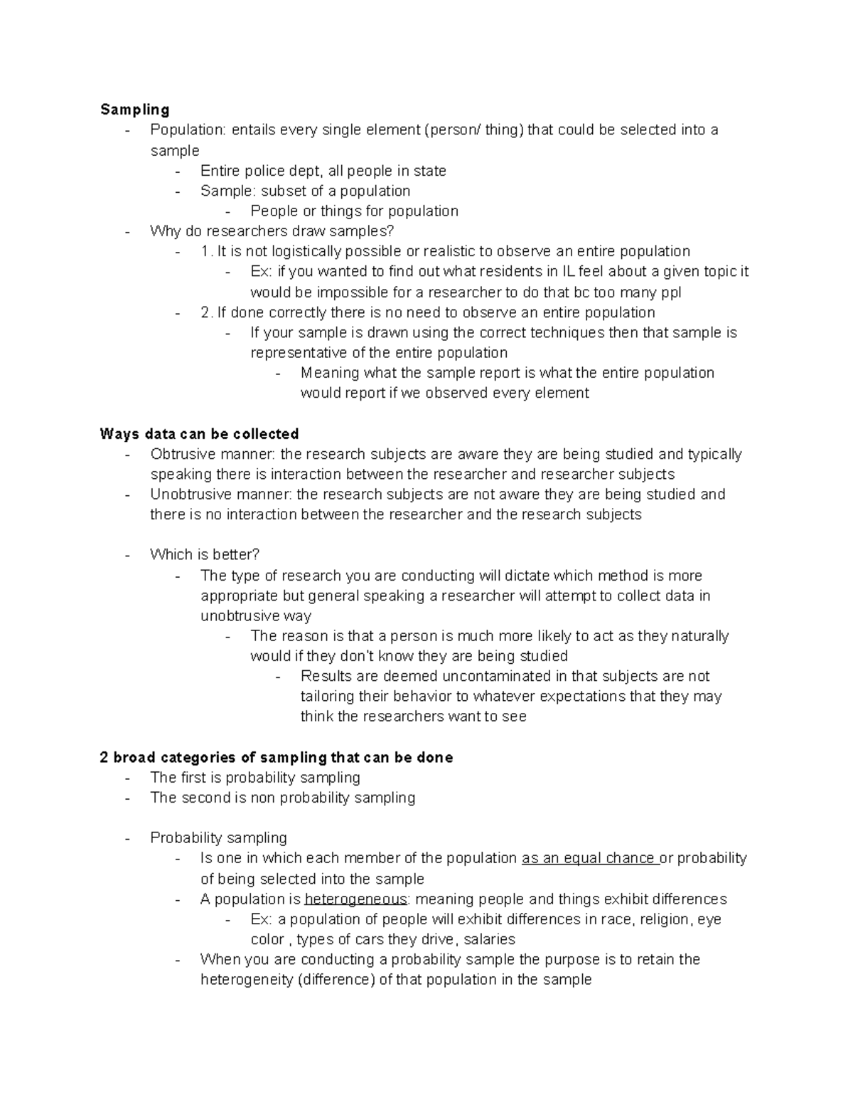 Section 1 lesson 3 sampling - Sampling - Population: entails every ...
