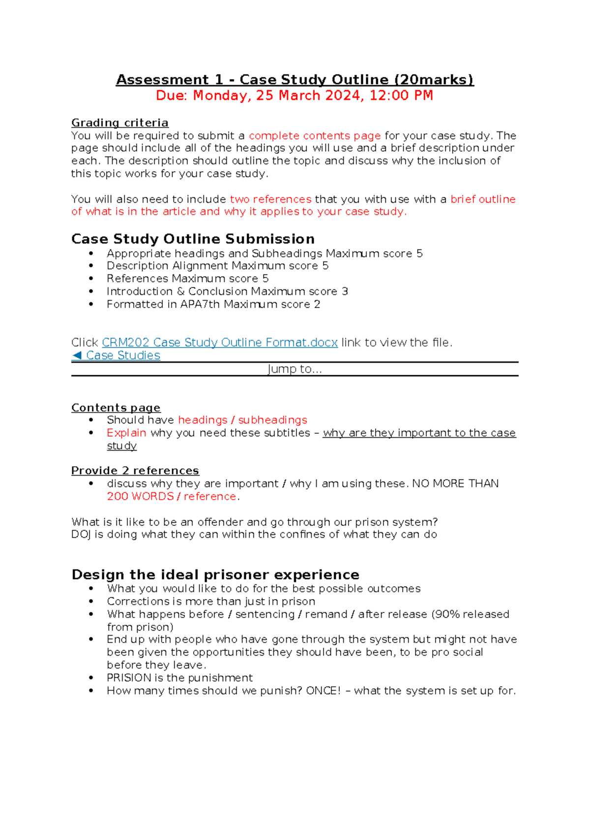 Assessment 1 - Case Study Outline - Assessment 1 - Case Study Outline ...