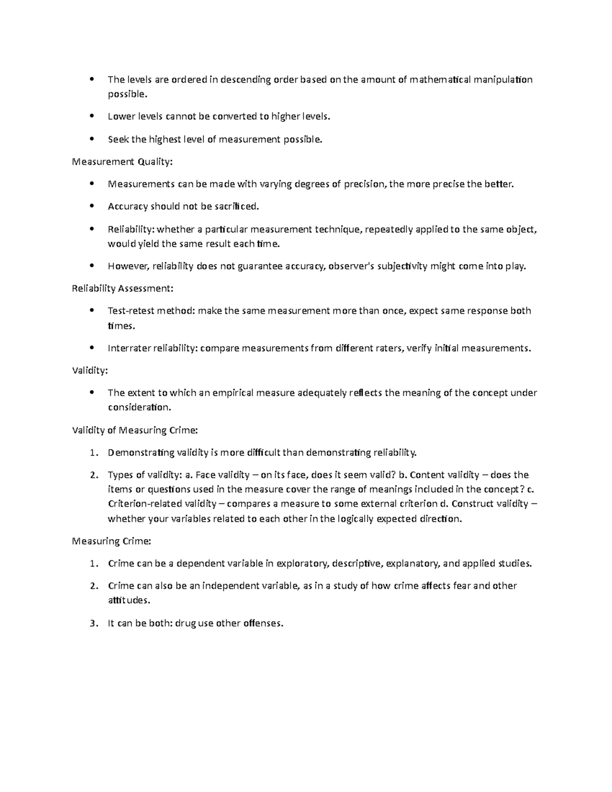 Criminal Justice Research CHPT 4 Notes 4 - The levels are ordered in ...