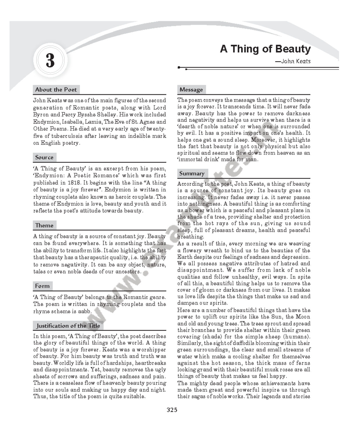 A Thing OF Beauty - 325 About the Poet John Keats was one of the main ...