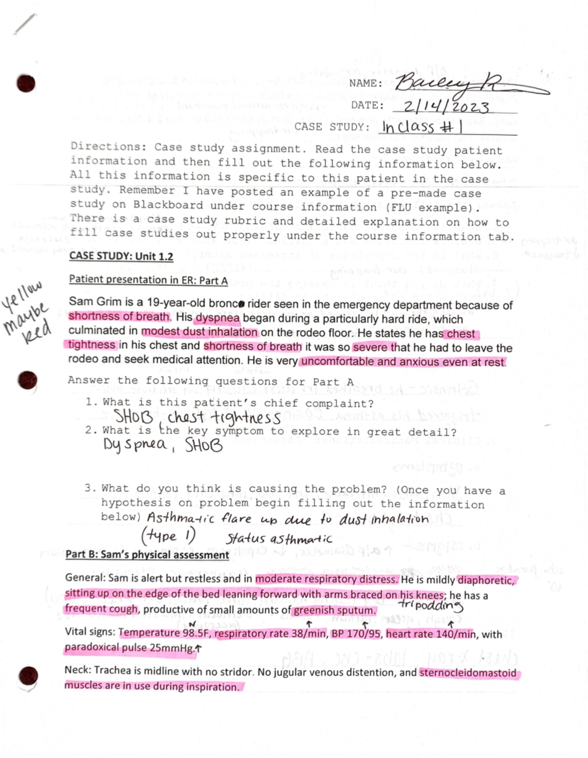 Pathophysiology case study unit 1 - RESP 1443 - Studocu
