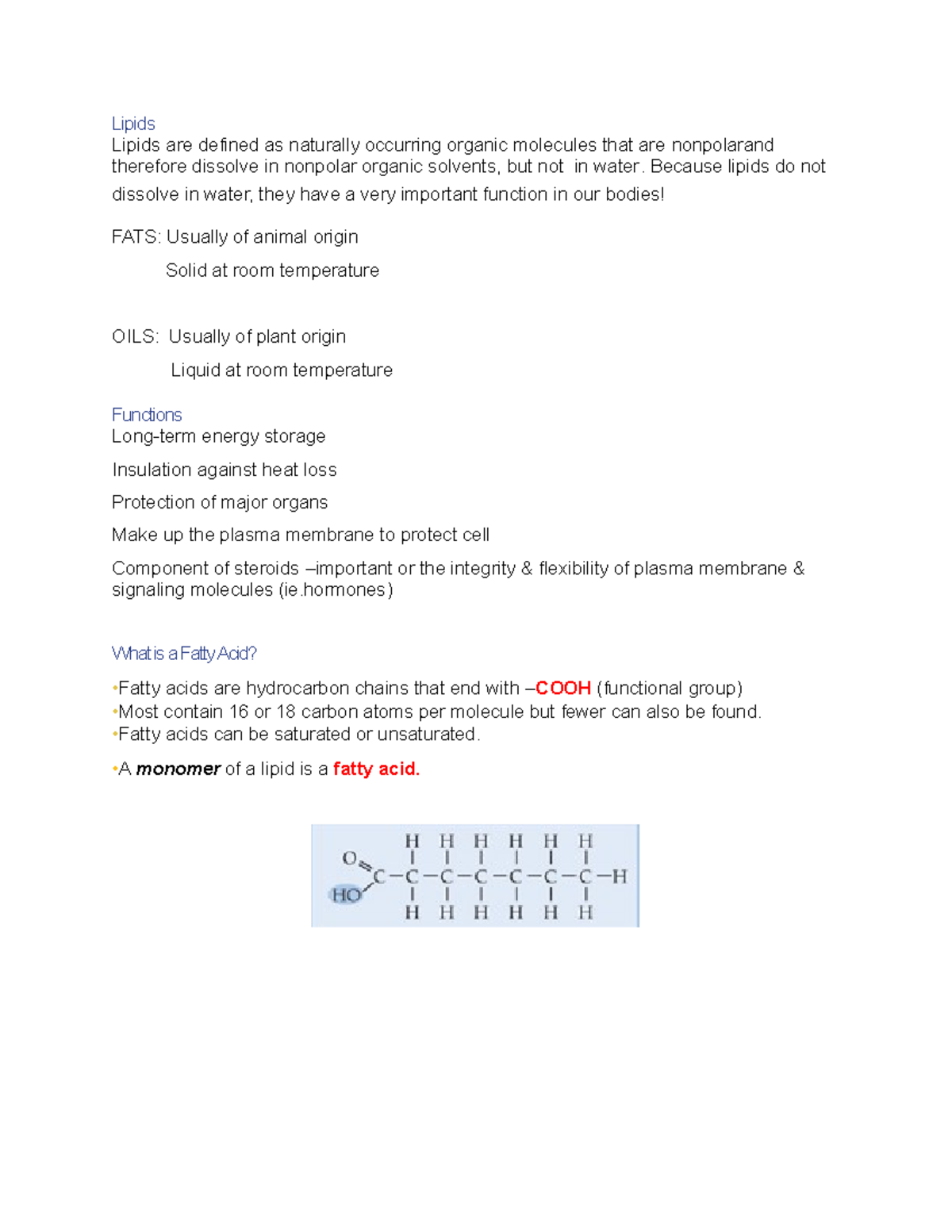 Lipids & proteins biology study notes - Lipids Lipids are defined as ...