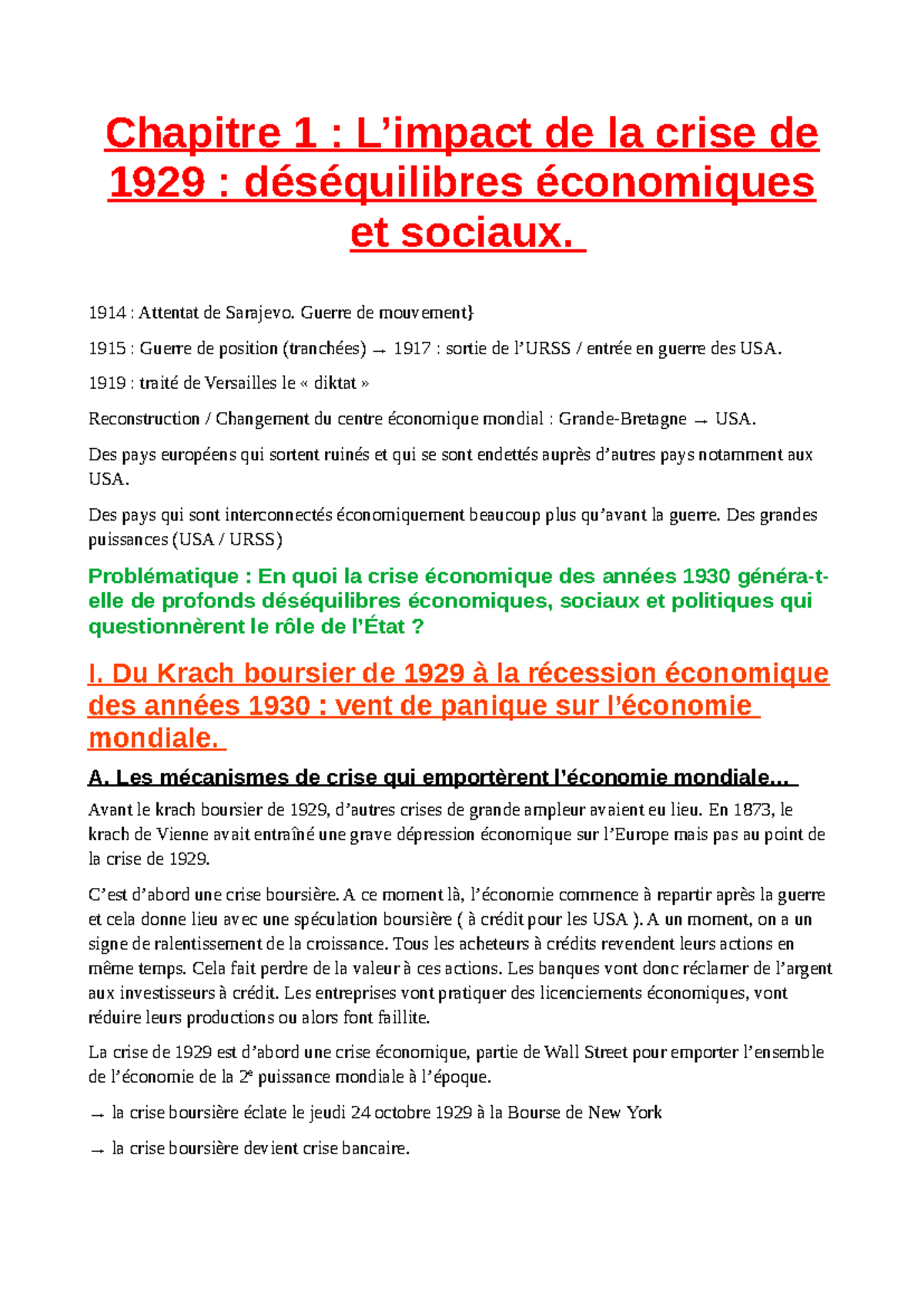 Chapitre 1 histoire - Chapitre 1 : L’impact de la crise de 1929 ...
