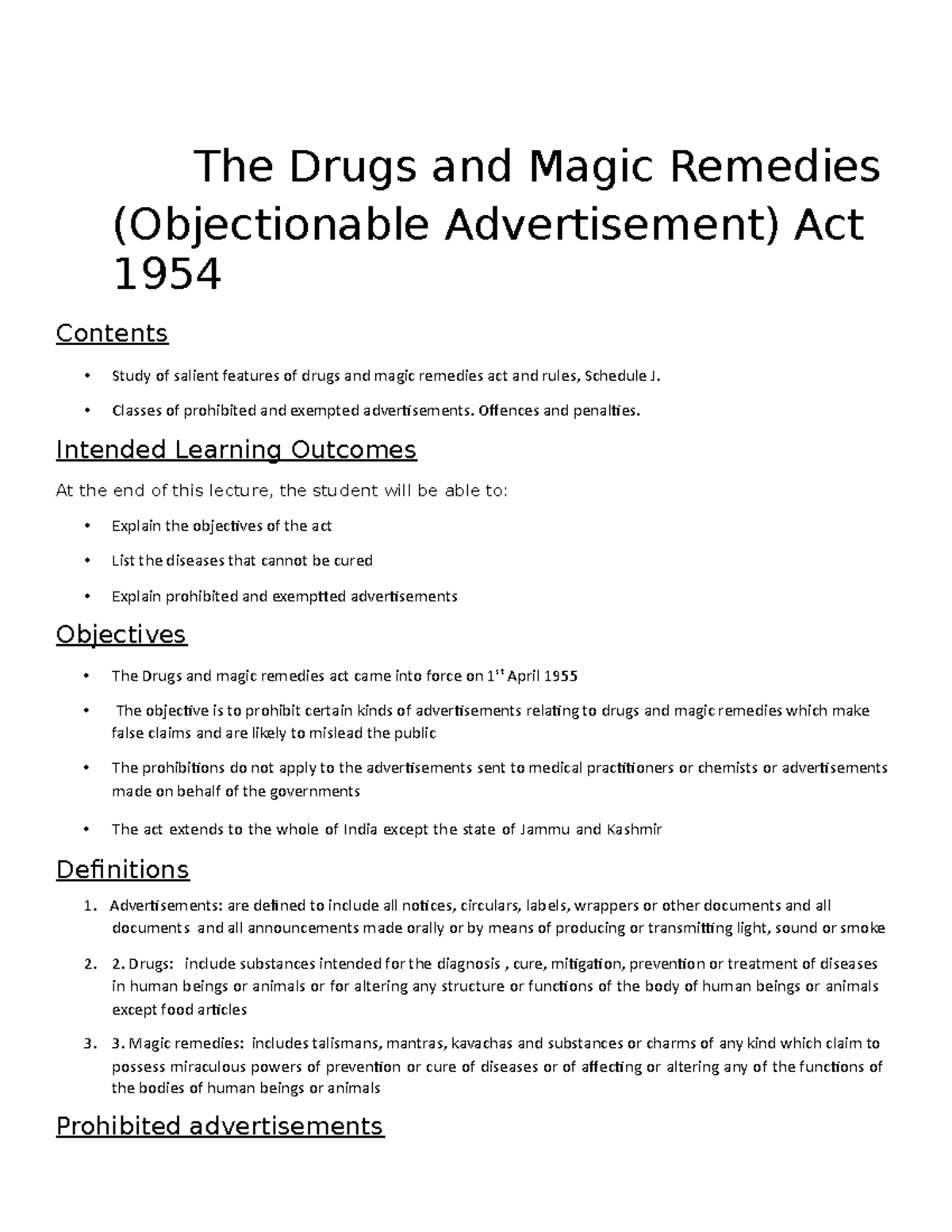 Chapter - 10 The Drugs and Magic Remedies (Objectionable Advertisement ...