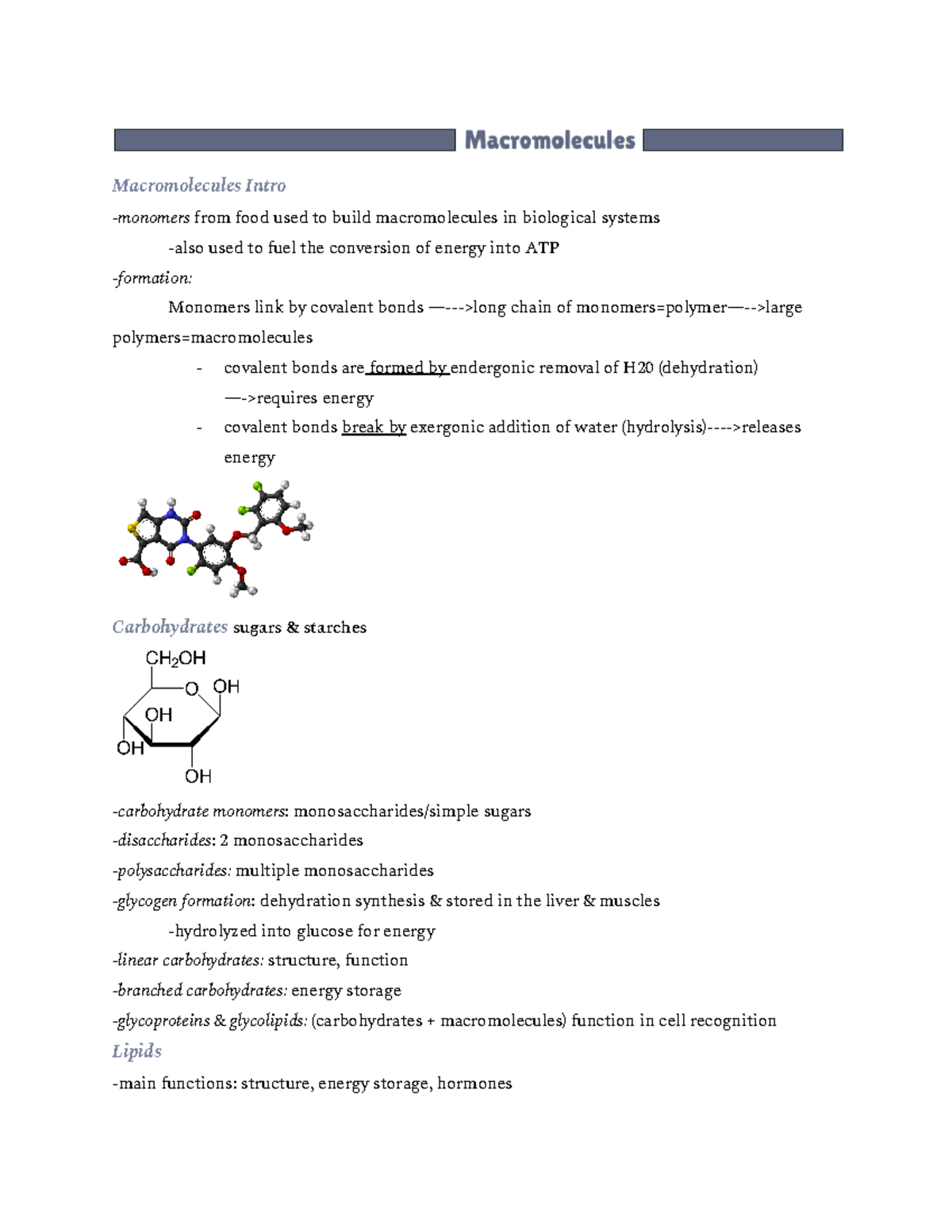 Macromolecules Overview - Macromolecules Intro -monomers from food used ...