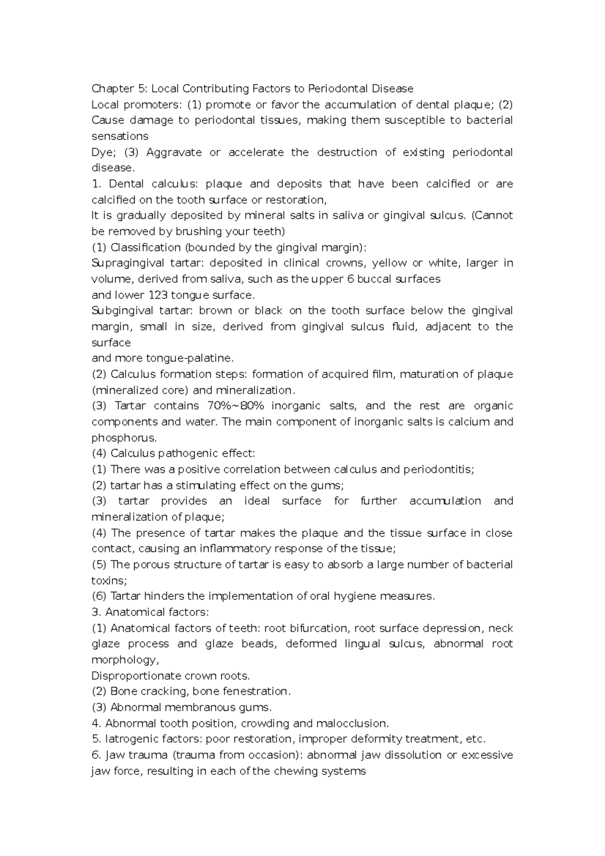 Local Contributing Factors to Periodontal Disease NRS 111 - Chapter 5 ...